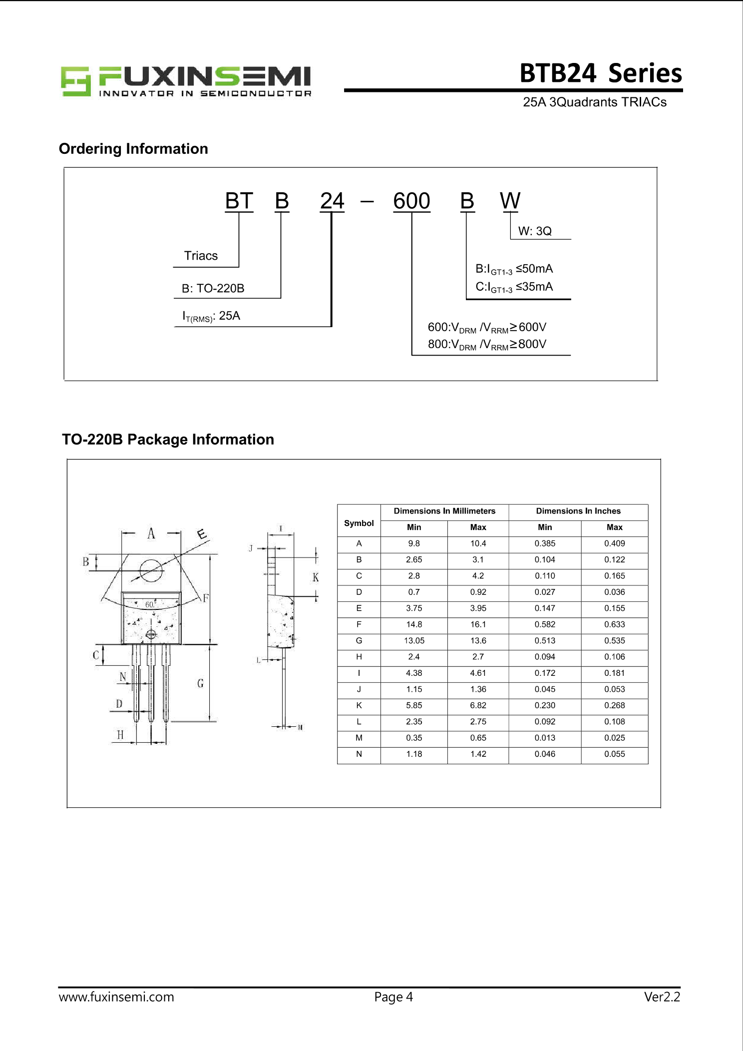 BTB24-800BW_（FUXINSEMI(富芯森美)）BTB24-800BW中文资料_价格_PDF手册-立创电子商城