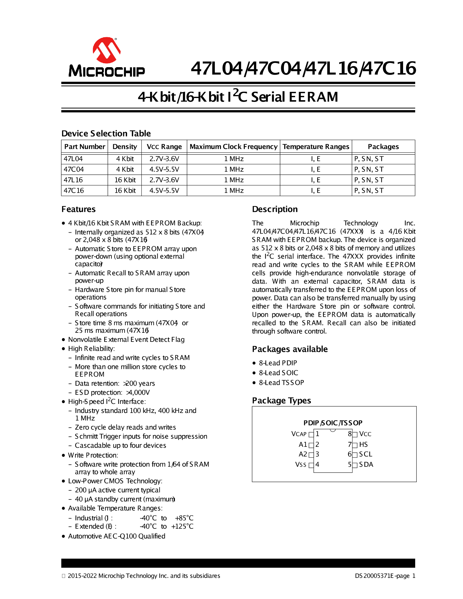 47C16-E/ST_（MICROCHIP(美国微芯)）47C16-E/ST中文资料_价格_PDF手册-立创电子商城
