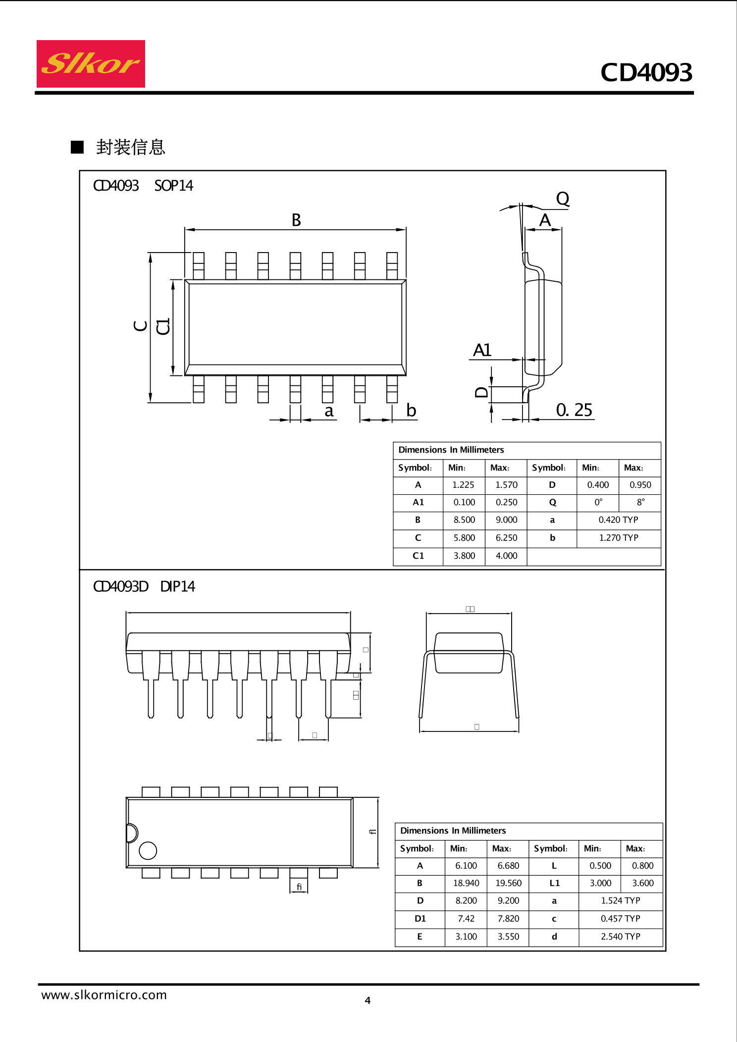 CD4093_（Slkor(萨科微)）CD4093中文资料_价格_PDF手册-立创电子商城