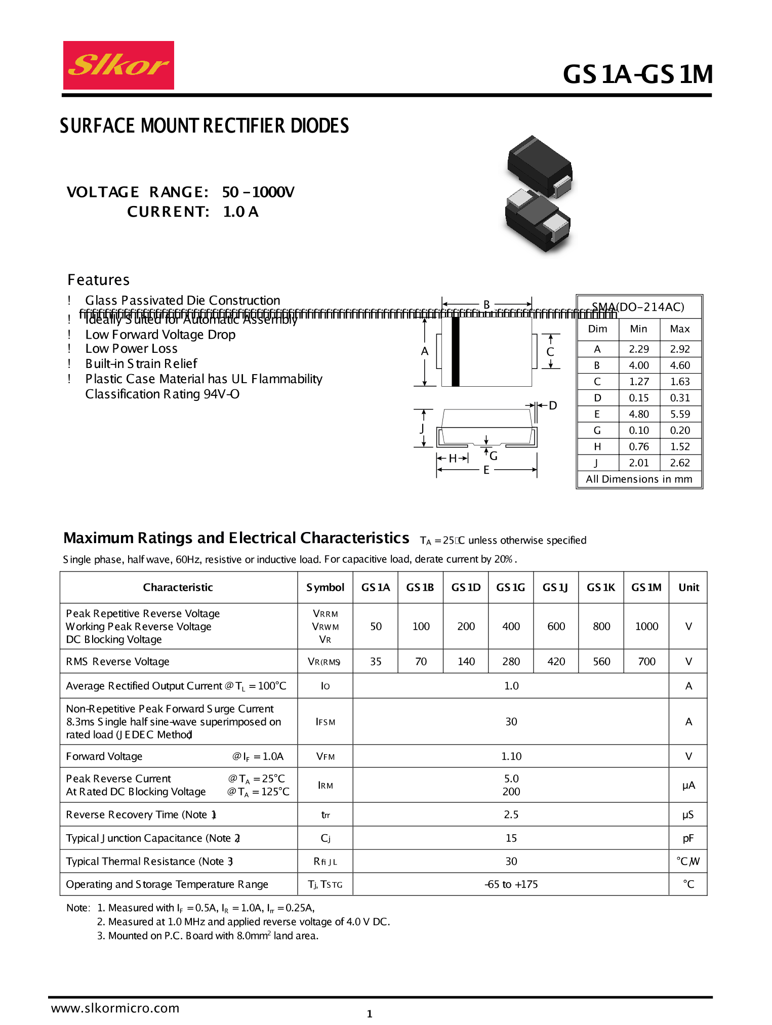 GS1M_（Slkor(萨科微)）GS1M中文资料_价格_PDF手册-立创电子商城