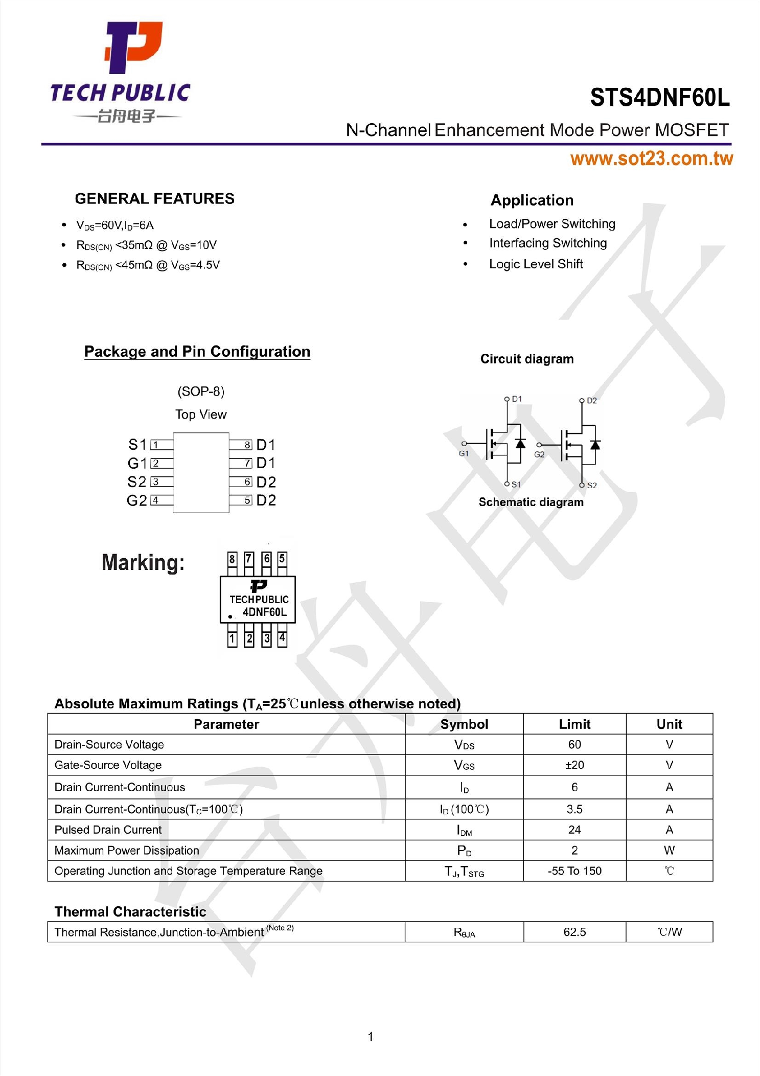 STS4DNF60L_（TECH PUBLIC(台舟)）STS4DNF60L中文资料_价格_PDF手册-立创电子商城