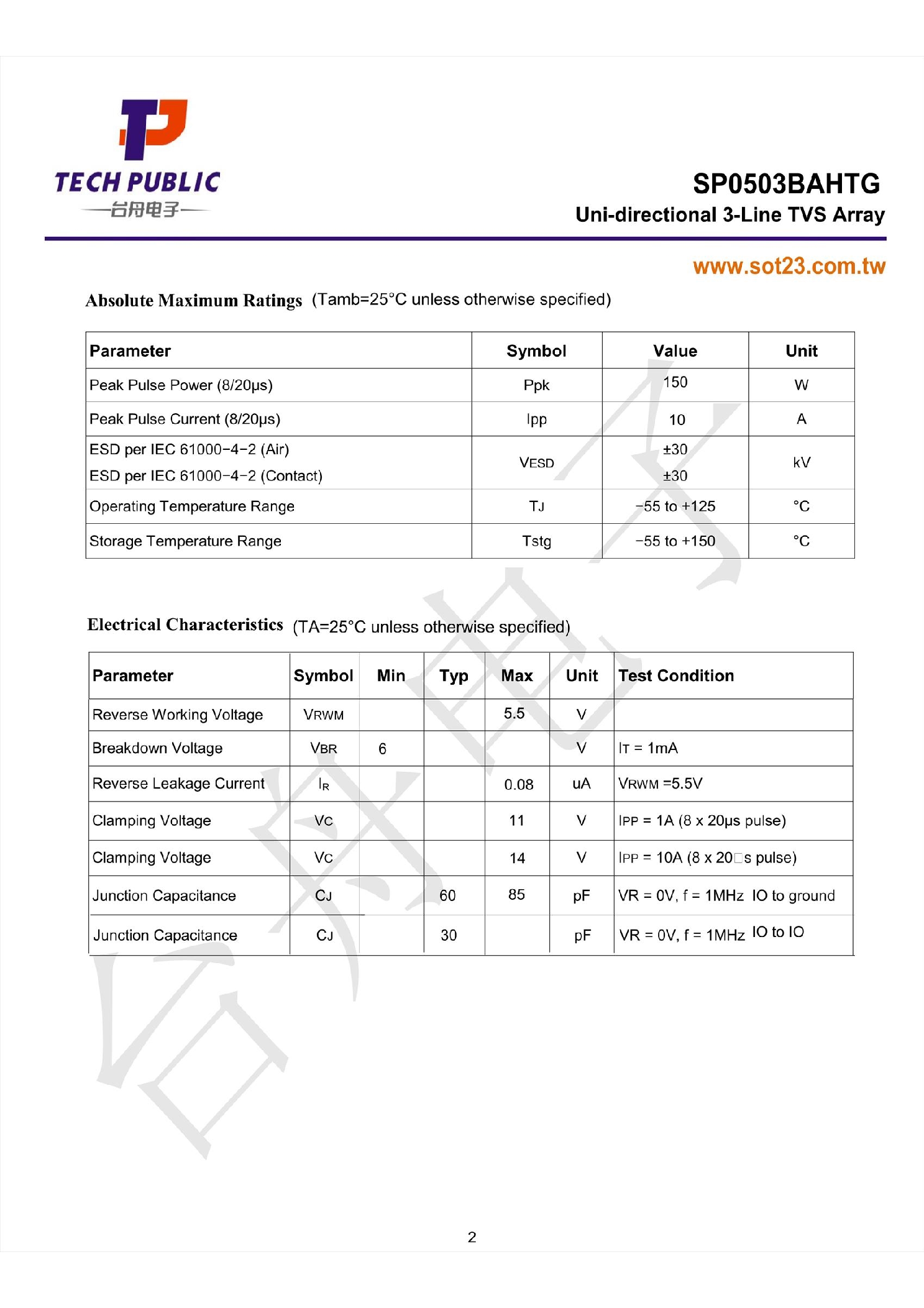 SP0503BAHTG_（TECH PUBLIC(台舟)）SP0503BAHTG中文资料_价格_PDF手册-立创电子商城