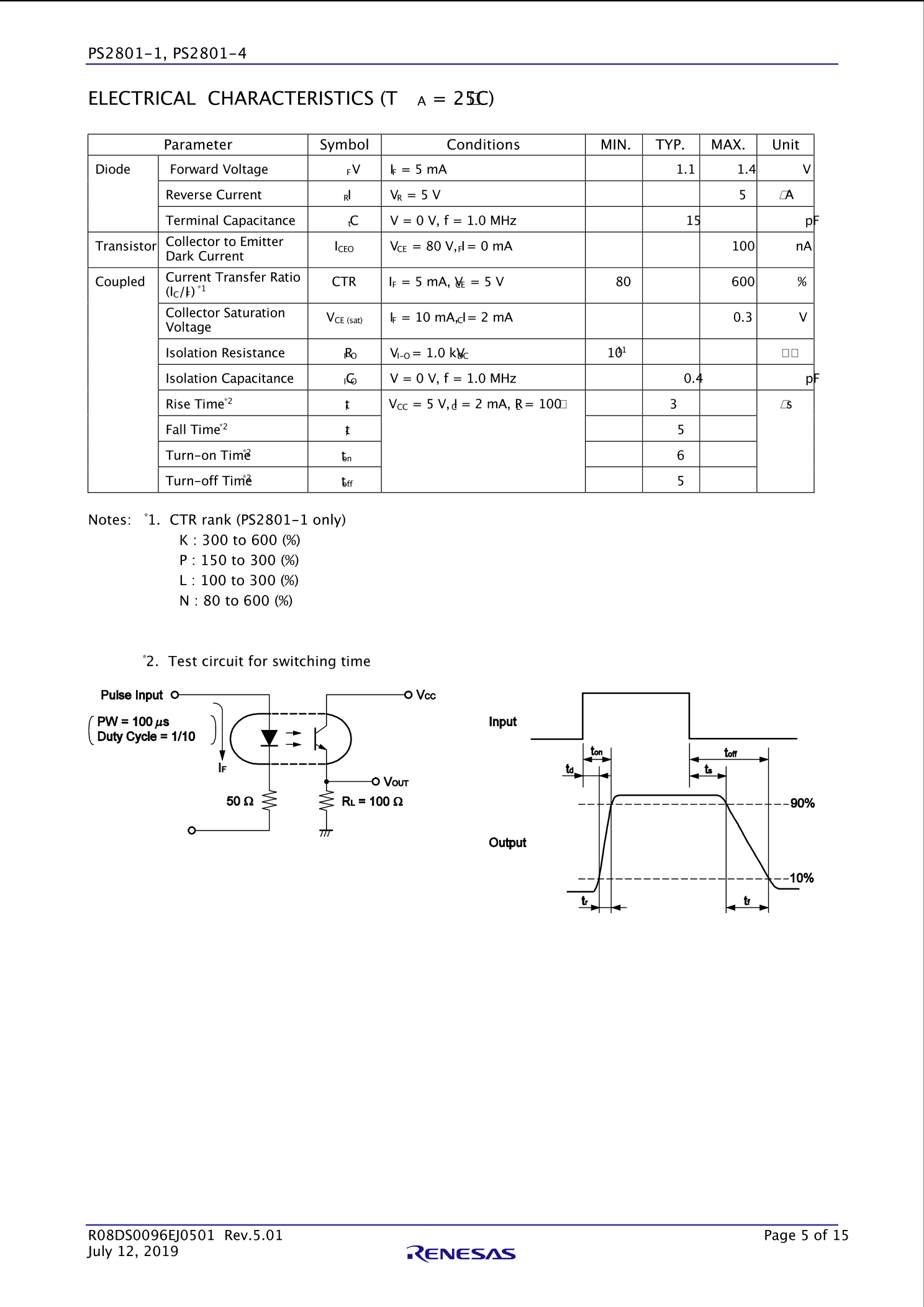 PS2801-1-F3-A/L_（RENESAS(瑞萨)/IDT）PS2801-1-F3-A/L中文资料_价格_PDF手册-立创电子商城