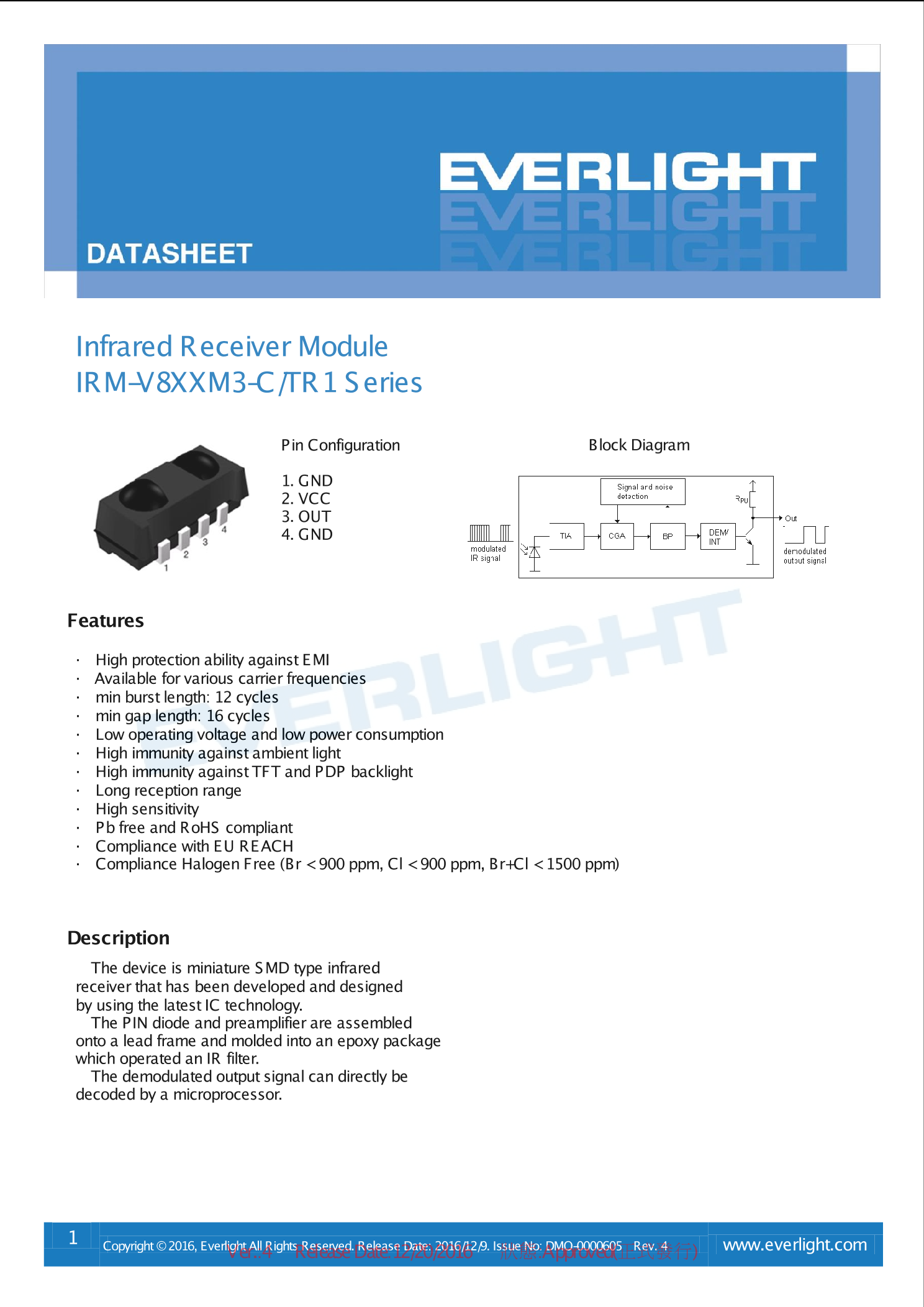 IRM-V838M3-C/TR1_（EVERLIGHT(亿光)）IRM-V838M3-C/TR1中文资料_价格_PDF手册-立创电子商城