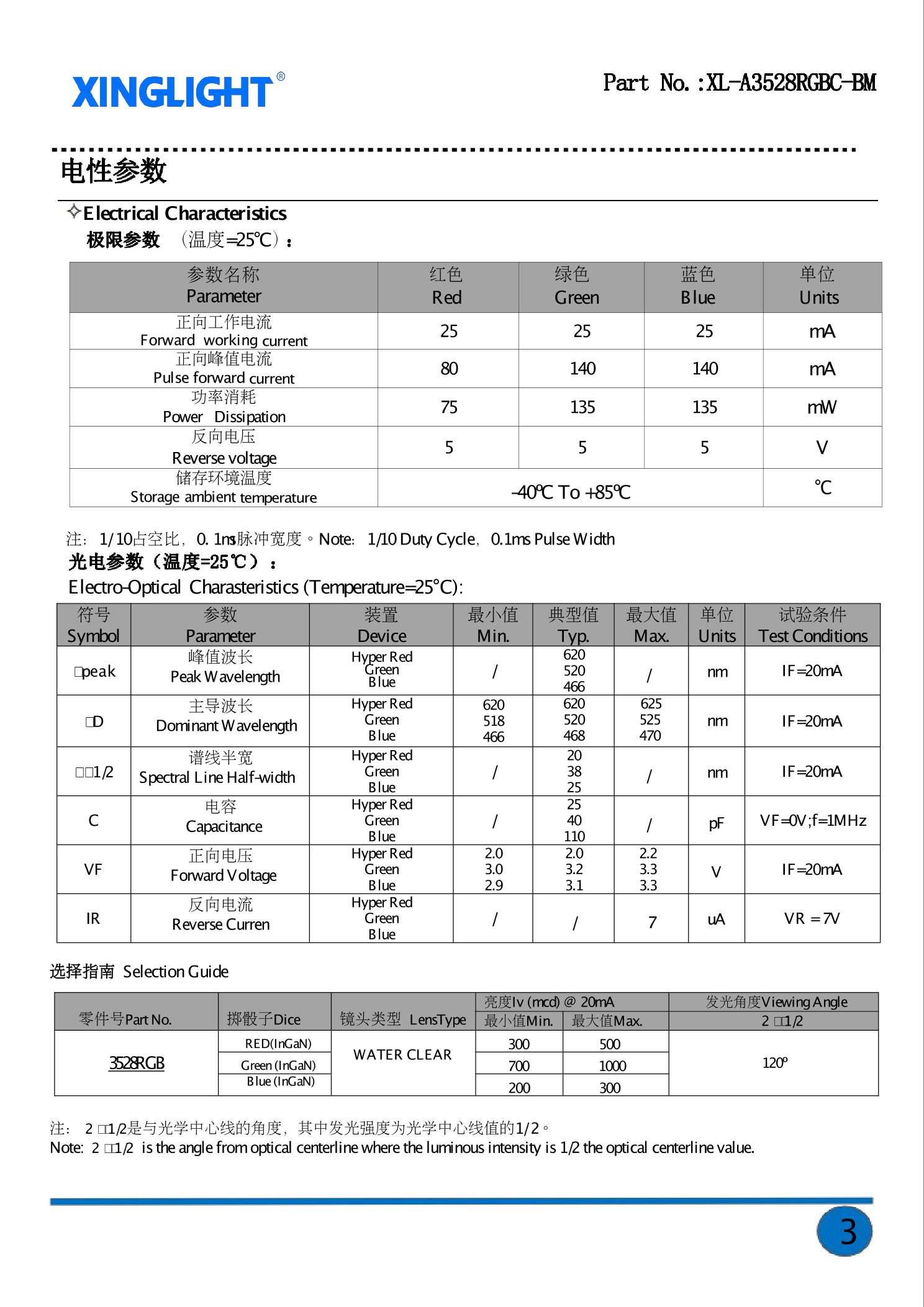 XL-A3528RGBC-BM_（XINGLIGHT(成兴光)）XL-A3528RGBC-BM中文资料_价格_PDF手册-立创电子商城