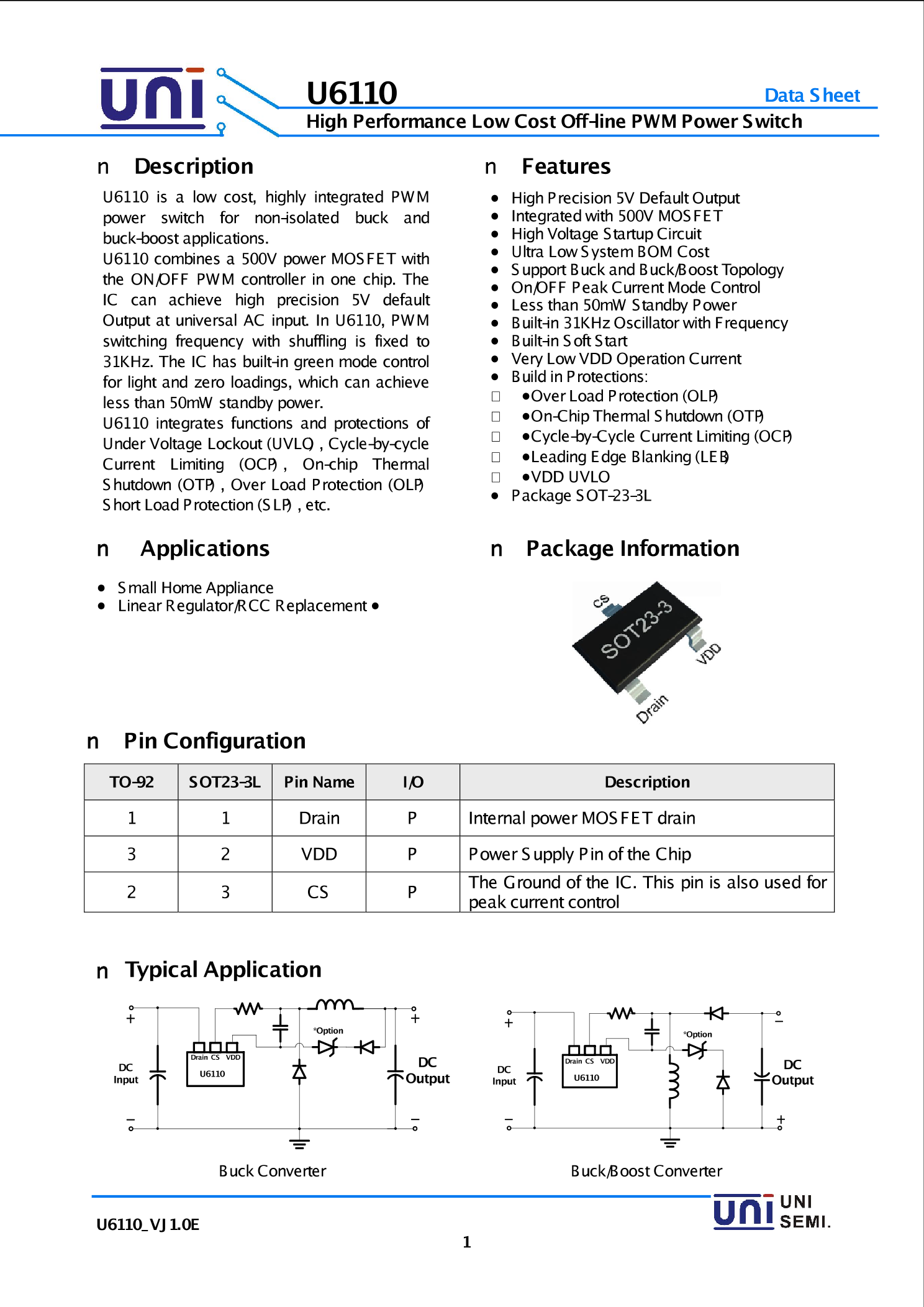 U6110_（UN(友恩)）U6110中文资料_价格_PDF手册-立创电子商城