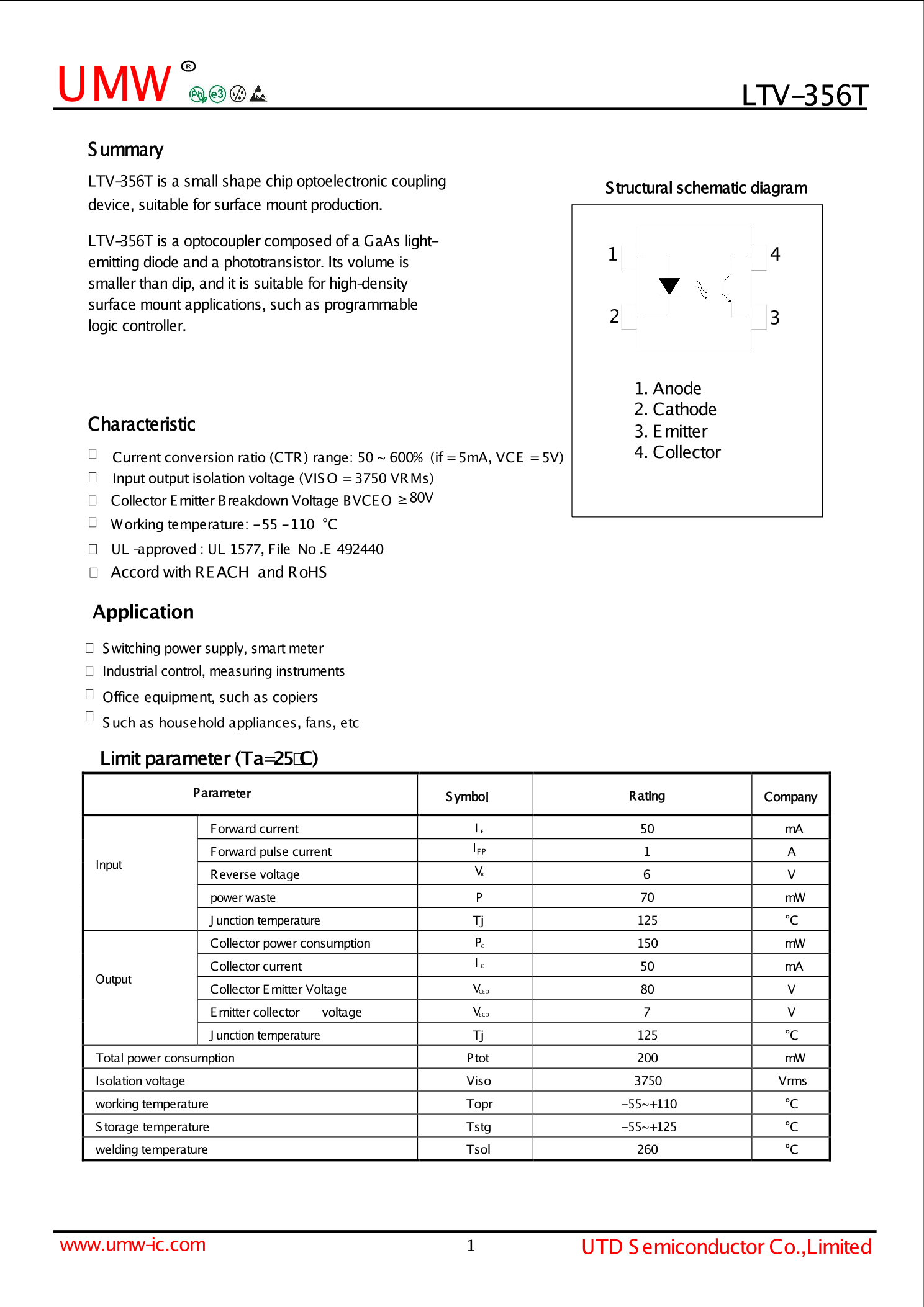 LTV-356T-C_（UMW(广东友台半导体)）LTV-356T-C中文资料_价格_PDF手册-立创电子商城