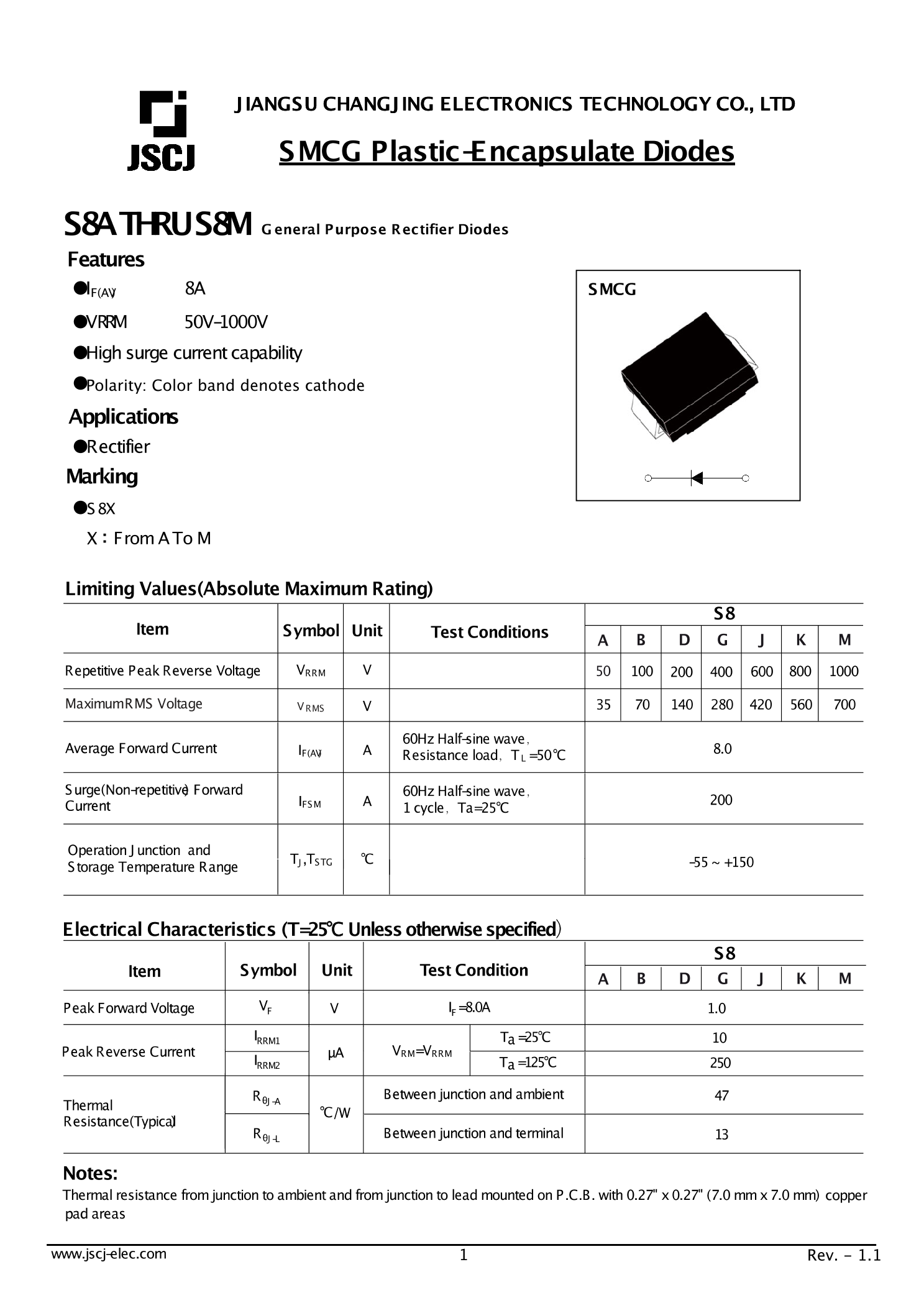 S8M_（CJ(江苏长电/长晶)）S8M中文资料_价格_PDF手册-立创电子商城