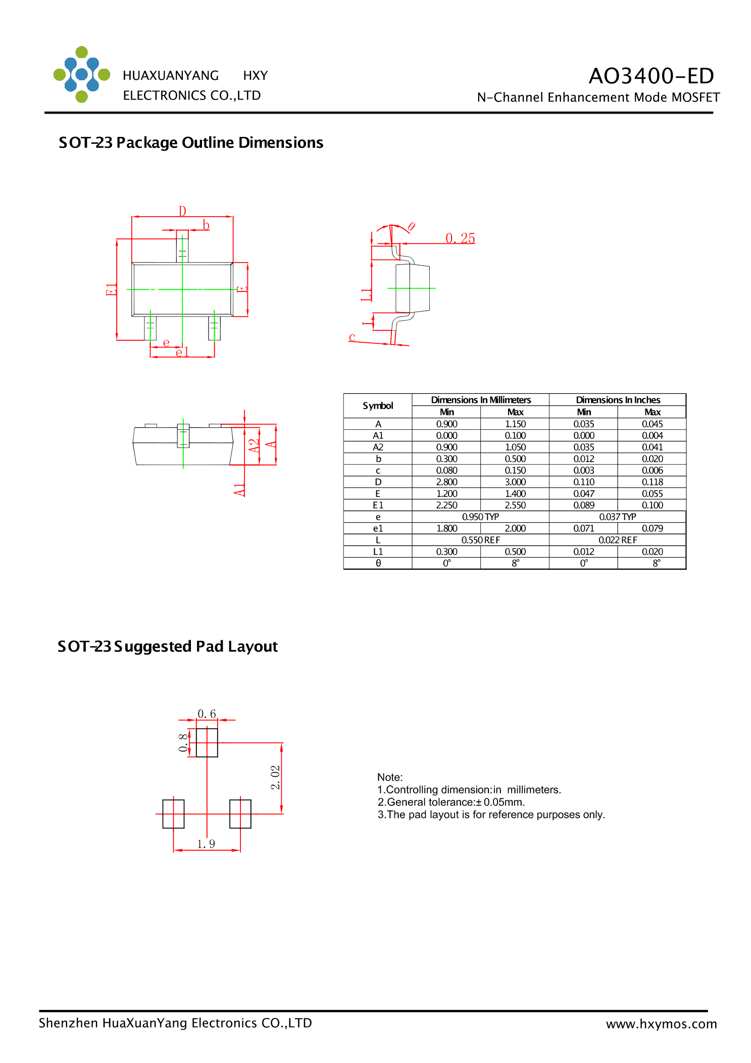 AO3400-ED_（HXY MOSFET(华轩阳电子)）AO3400-ED中文资料_价格_PDF手册-立创电子商城