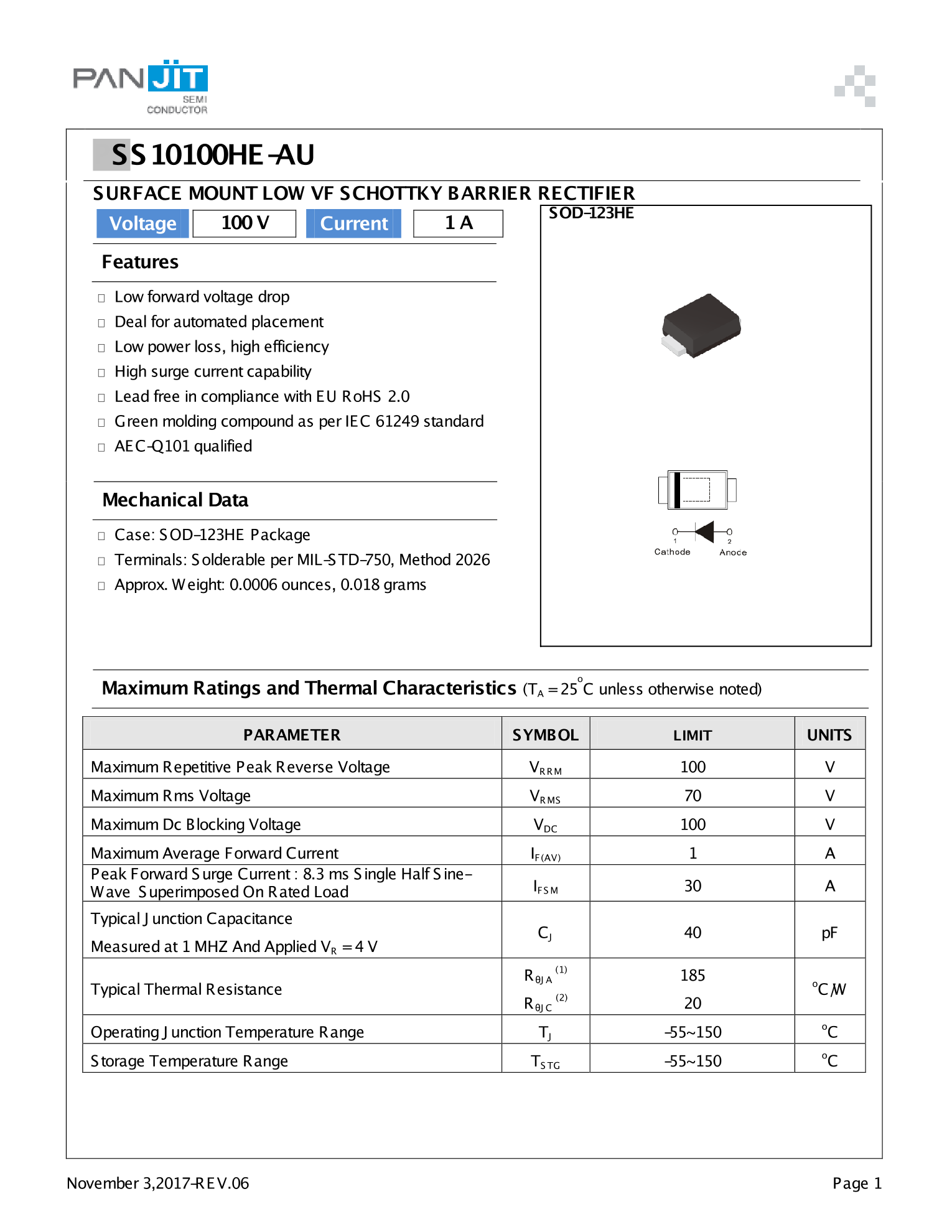 SS10100HE-AU_R1_000A1_（PANJIT(强茂)）SS10100HE-AU_R1_000A1中文资料_价格_PDF手册-立创电子商城