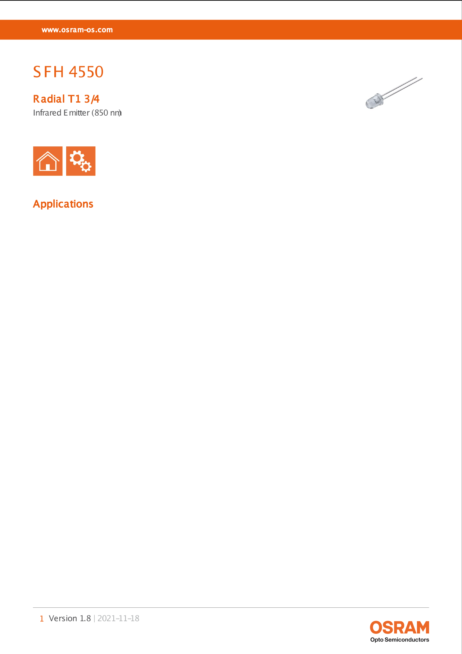 SFH 4550_（OSRAM(欧司朗)）SFH 4550中文资料_价格_PDF手册-立创电子商城