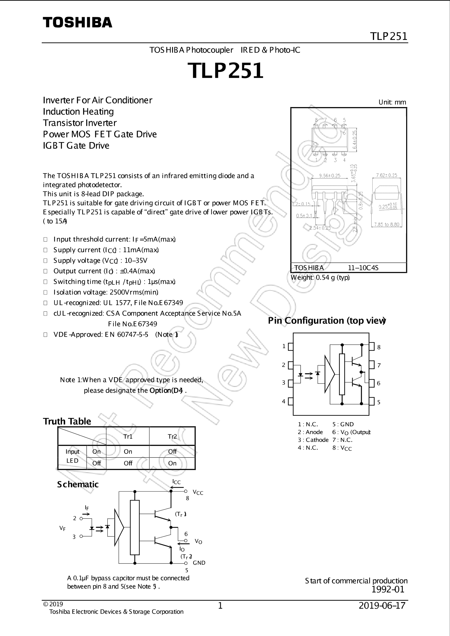 TLP251(F)_（TOSHIBA(东芝)）TLP251(F)中文资料_价格_PDF手册-立创电子商城