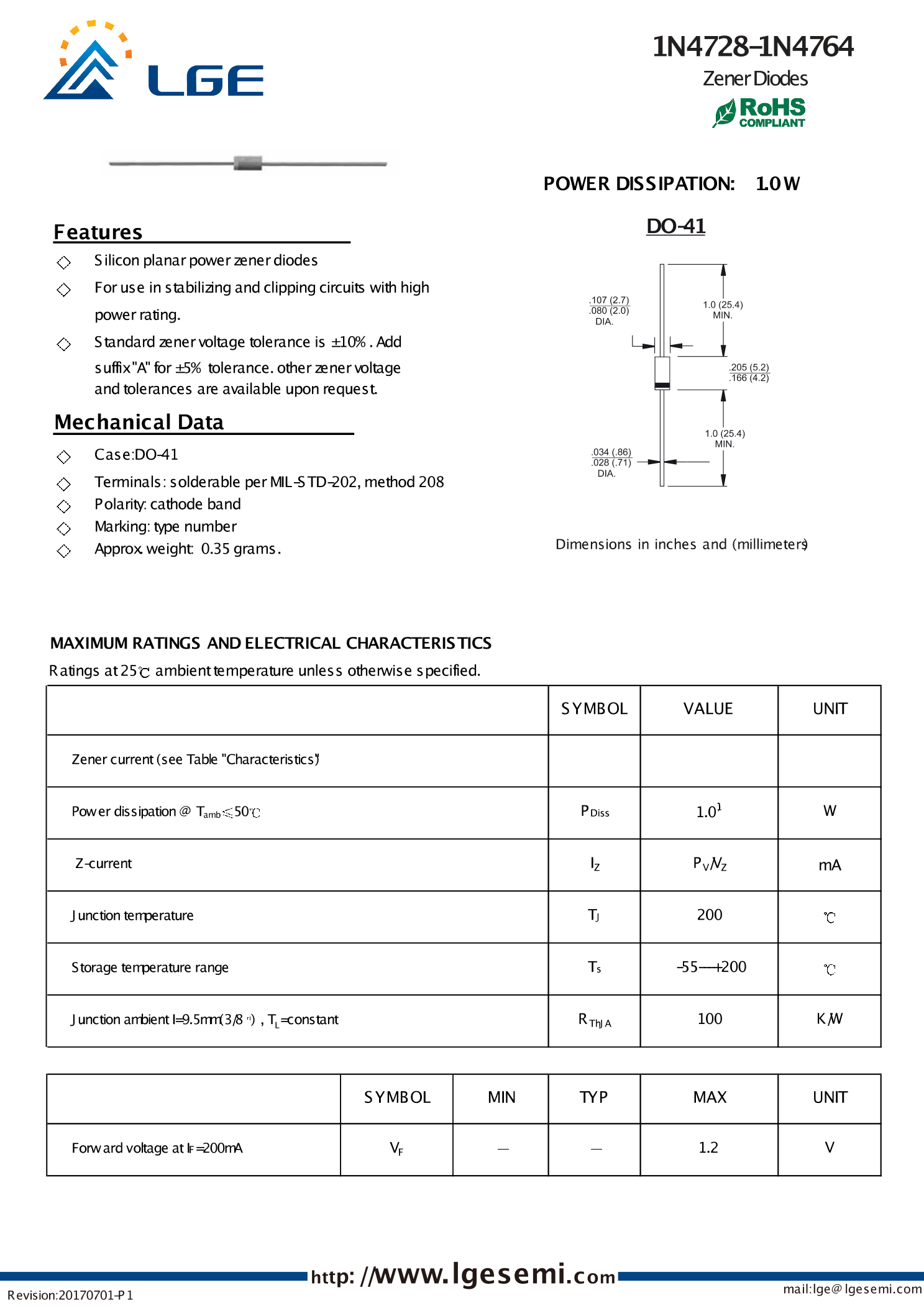 1N4733_（LGE(鲁光)）1N4733中文资料_价格_PDF手册-立创电子商城