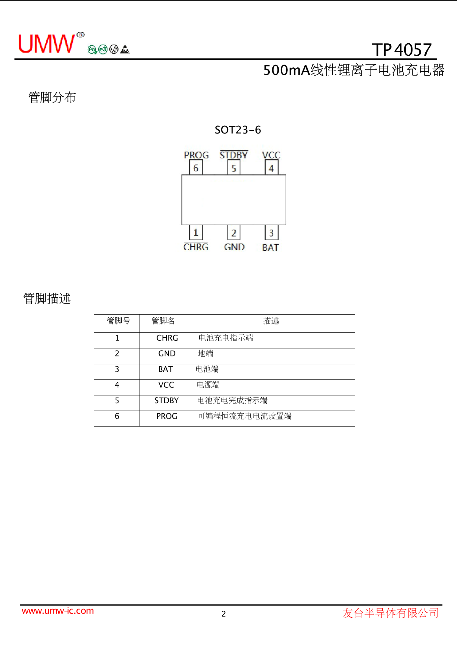 TP4057_（UMW(友台半导体)）TP4057中文资料_价格_PDF手册-立创电子商城