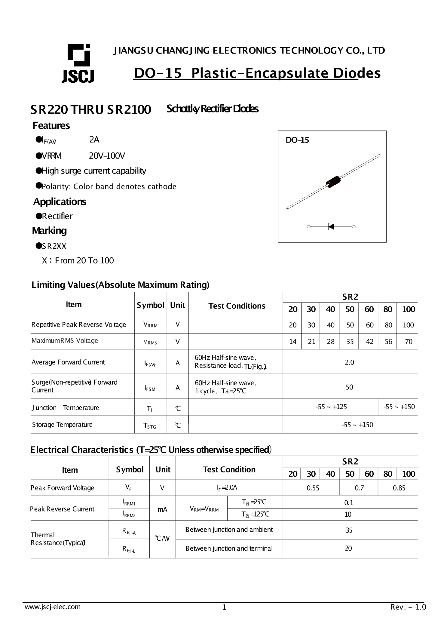 SR2100_（CJ(江苏长电/长晶)）SR2100中文资料_价格_PDF手册-立创电子商城