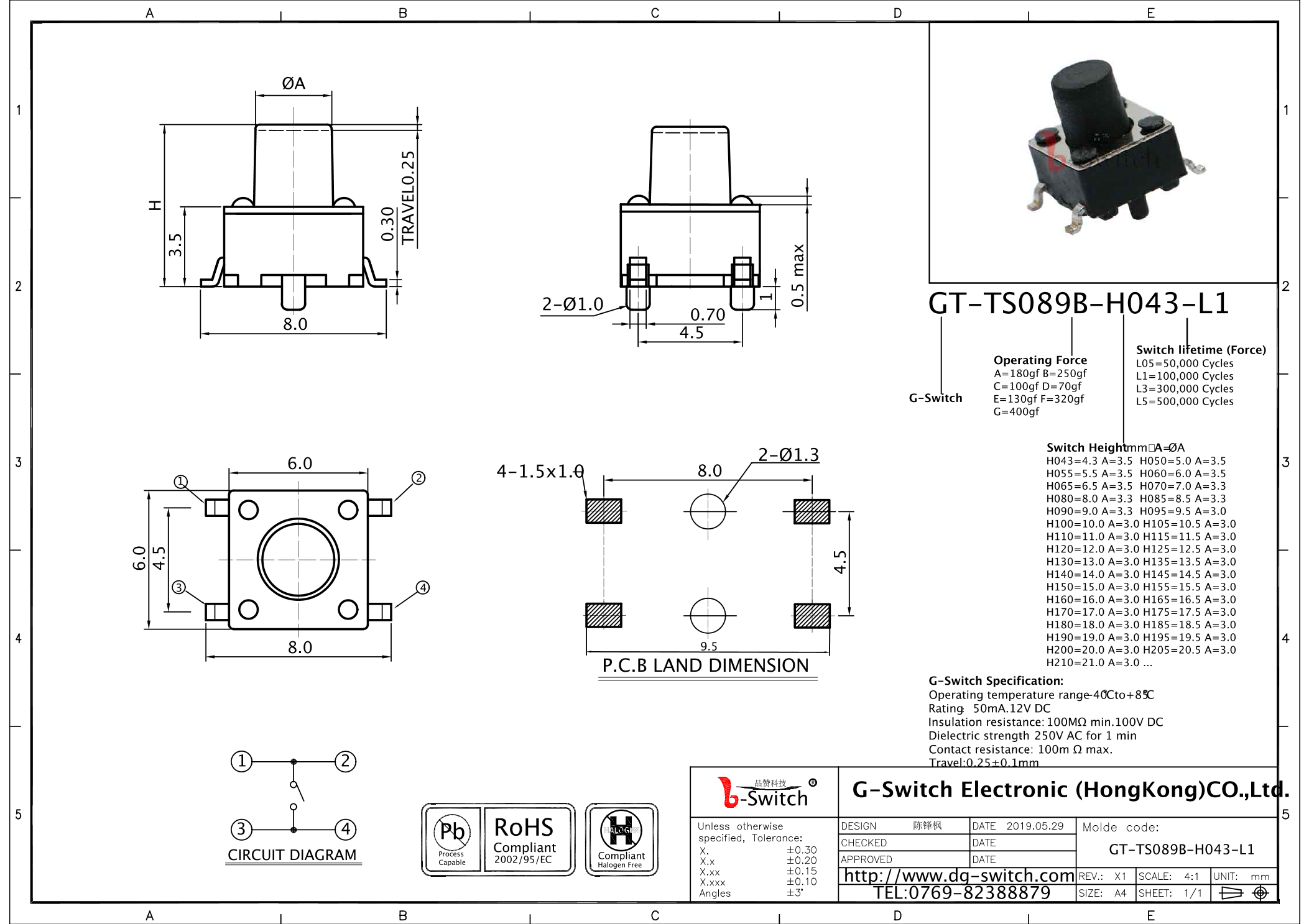 GT-TS089B-H043-L1_（G-Switch(品赞)）GT-TS089B-H043-L1中文资料_价格_PDF手册-立创电子商城