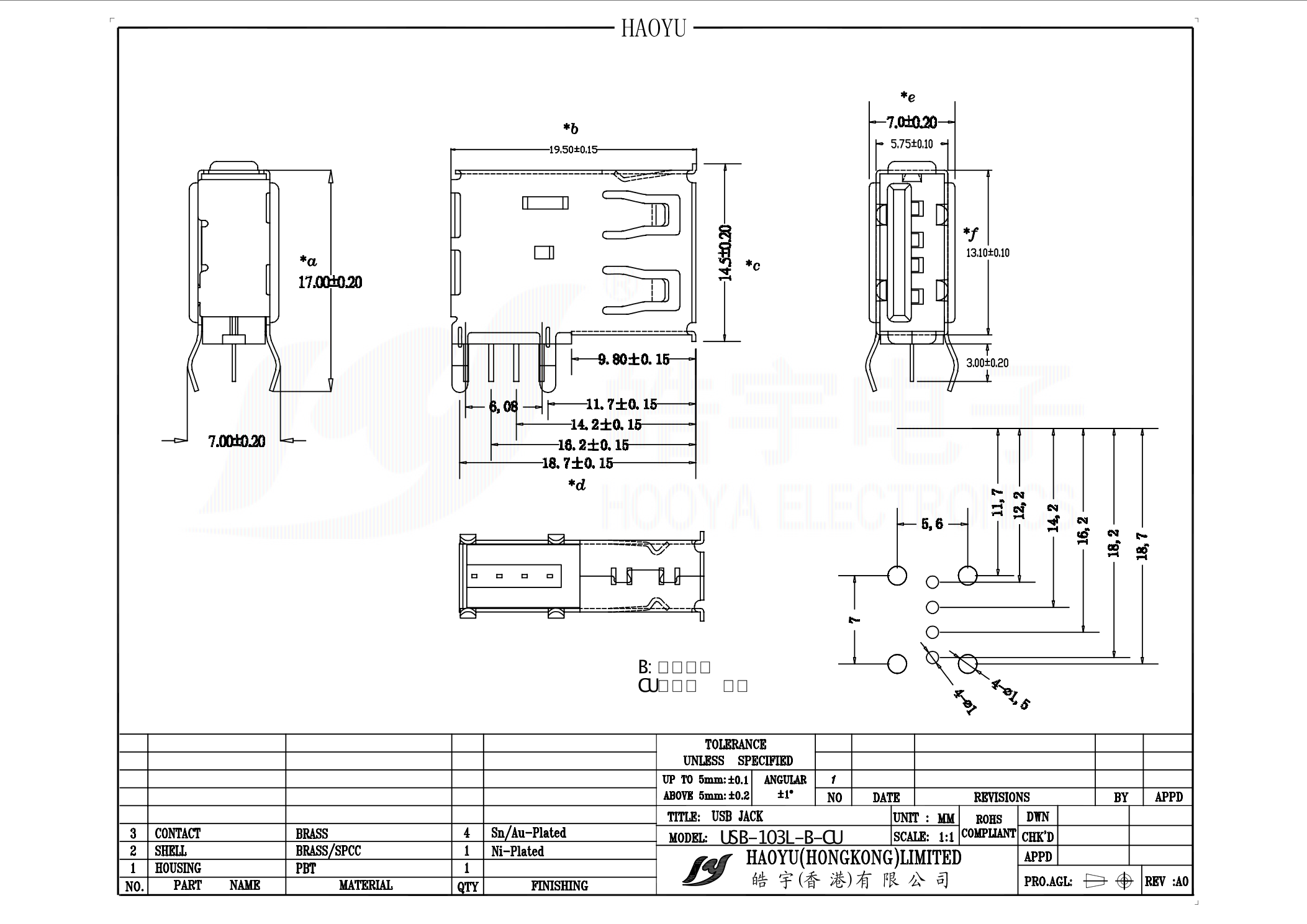 USB-103L-B-CU_（HOOYA(皓宇电子)）USB-103L-B-CU中文资料_价格_PDF手册-立创电子商城