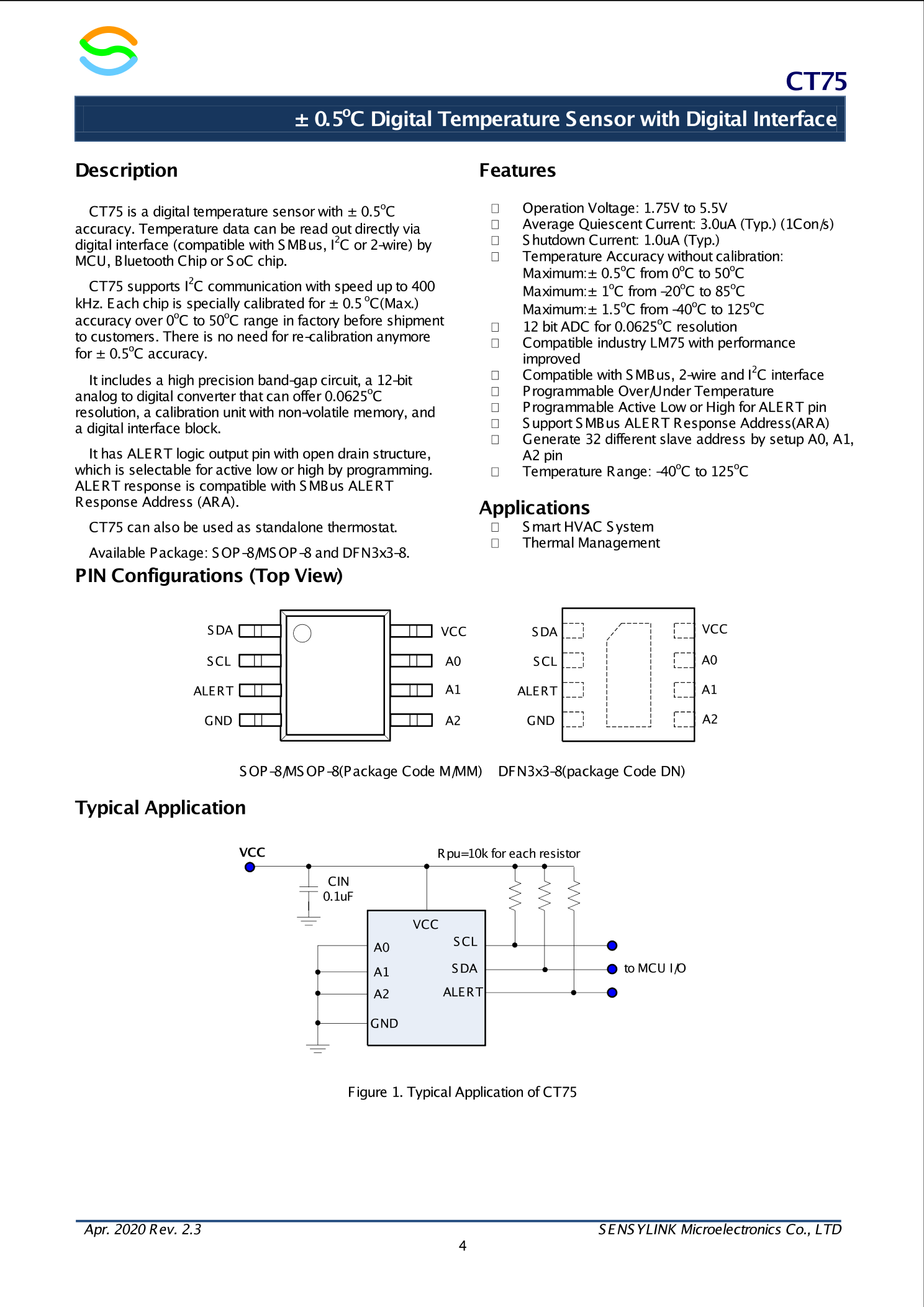 CT75MR_（SENSYLINK(申矽凌)）CT75MR中文资料_价格_PDF手册-立创电子商城