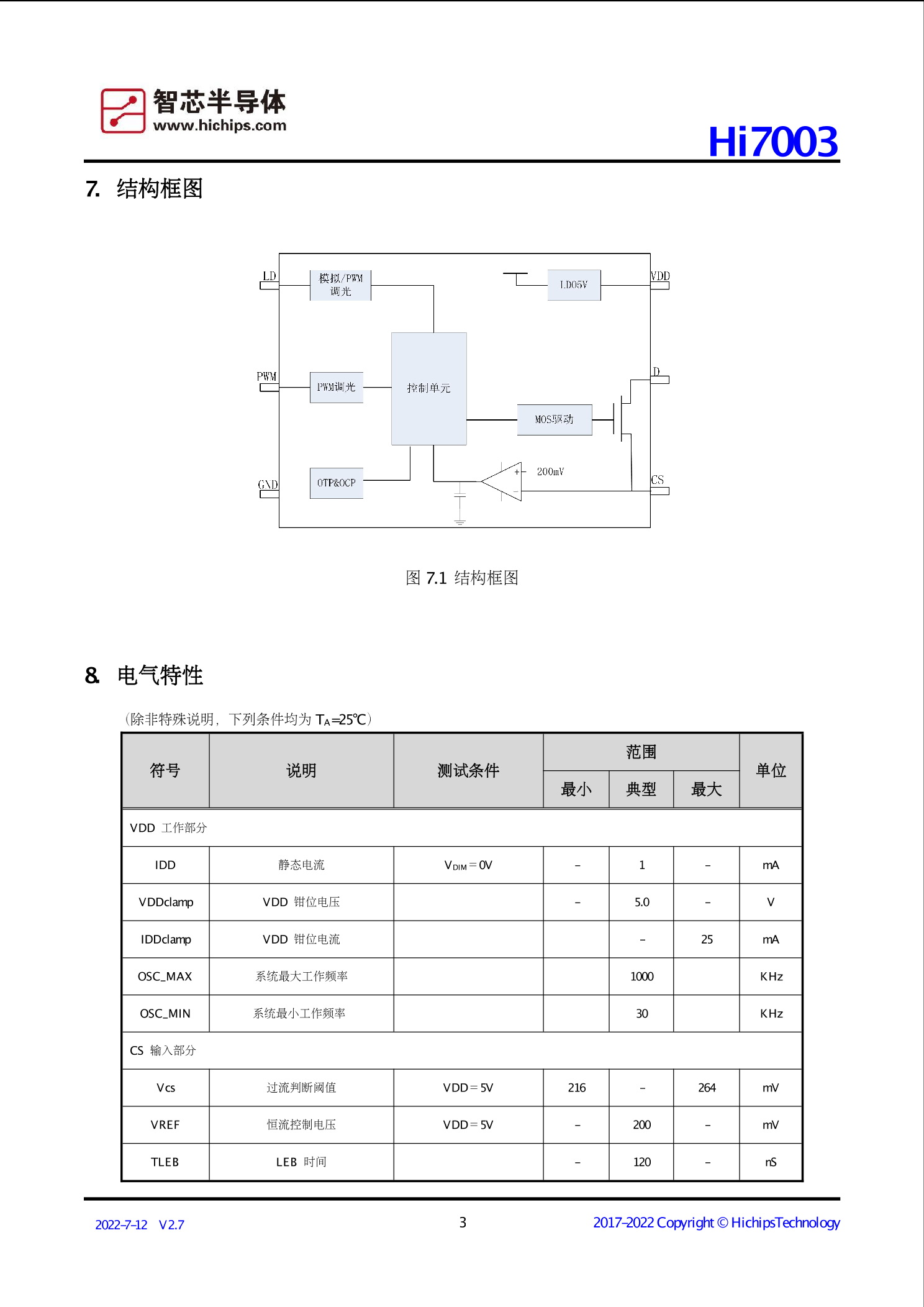 Hi7003_（Hichips(智芯)）Hi7003中文资料_价格_PDF手册-立创电子商城
