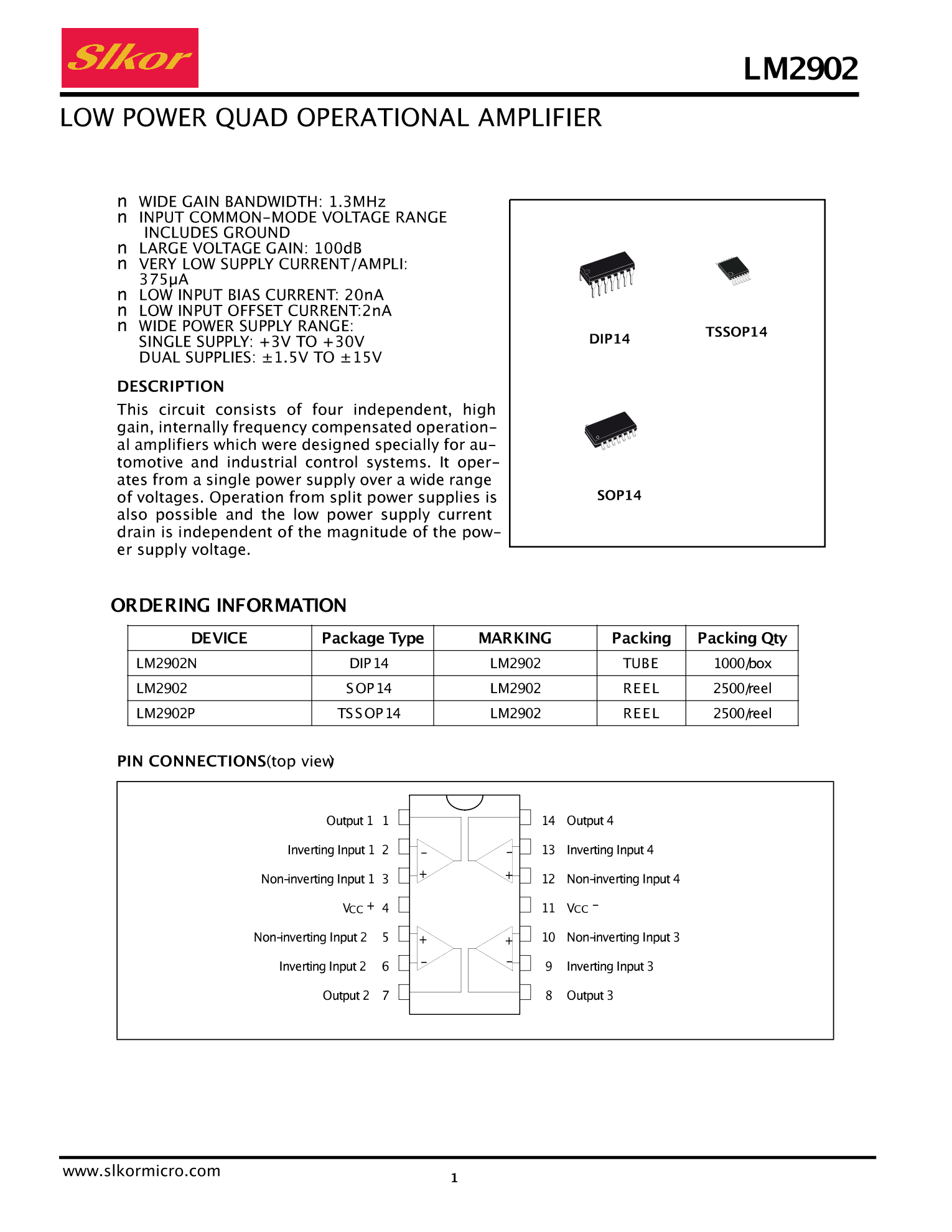 LM2902_（Slkor(萨科微)）LM2902中文资料_价格_PDF手册-立创电子商城