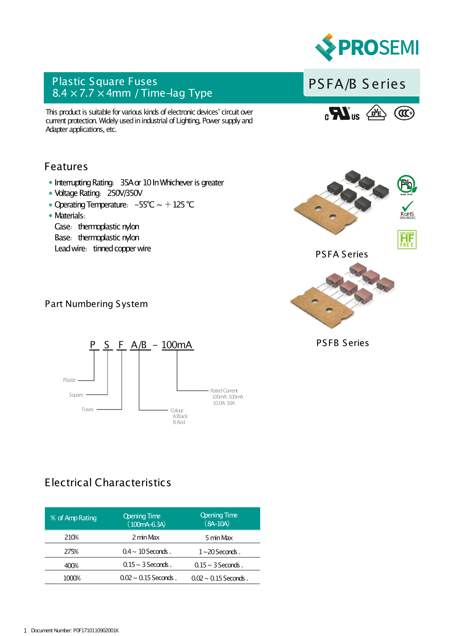 PSFA-3.15A_（prosemi(普罗森美)）PSFA-3.15A中文资料_价格_PDF手册-立创电子商城