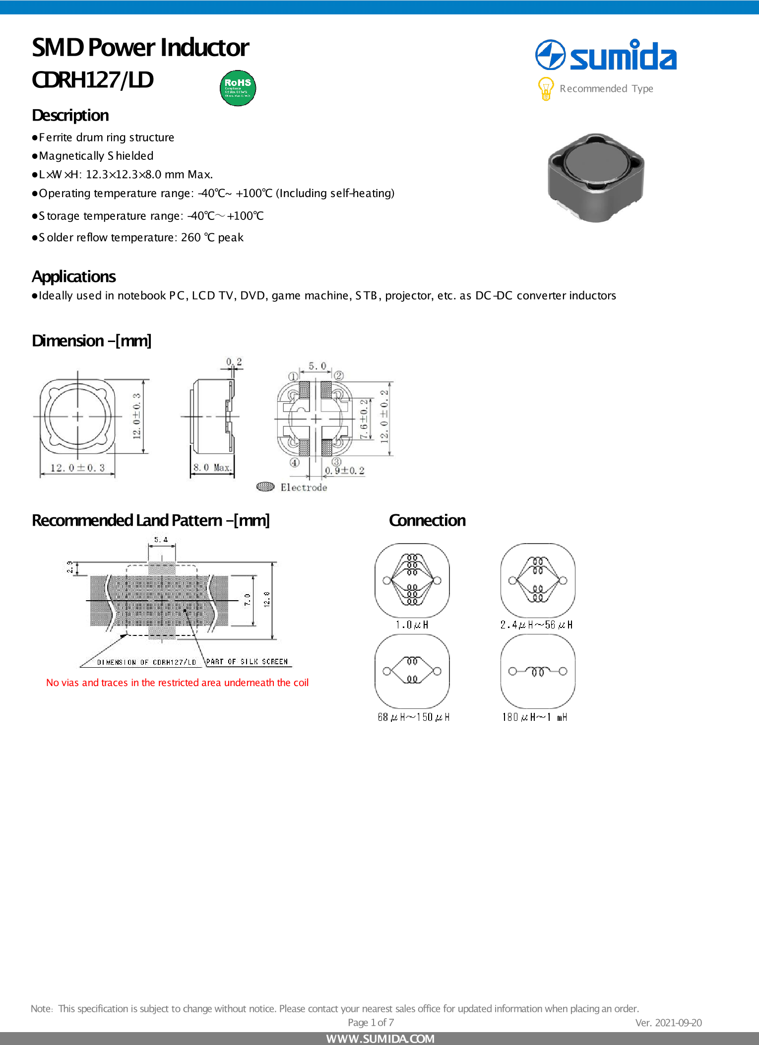 CDRH127/LDNP-1R0NC_（Sumida(胜美达)）CDRH127/LDNP-1R0NC中文资料_价格_PDF手册-立创电子商城