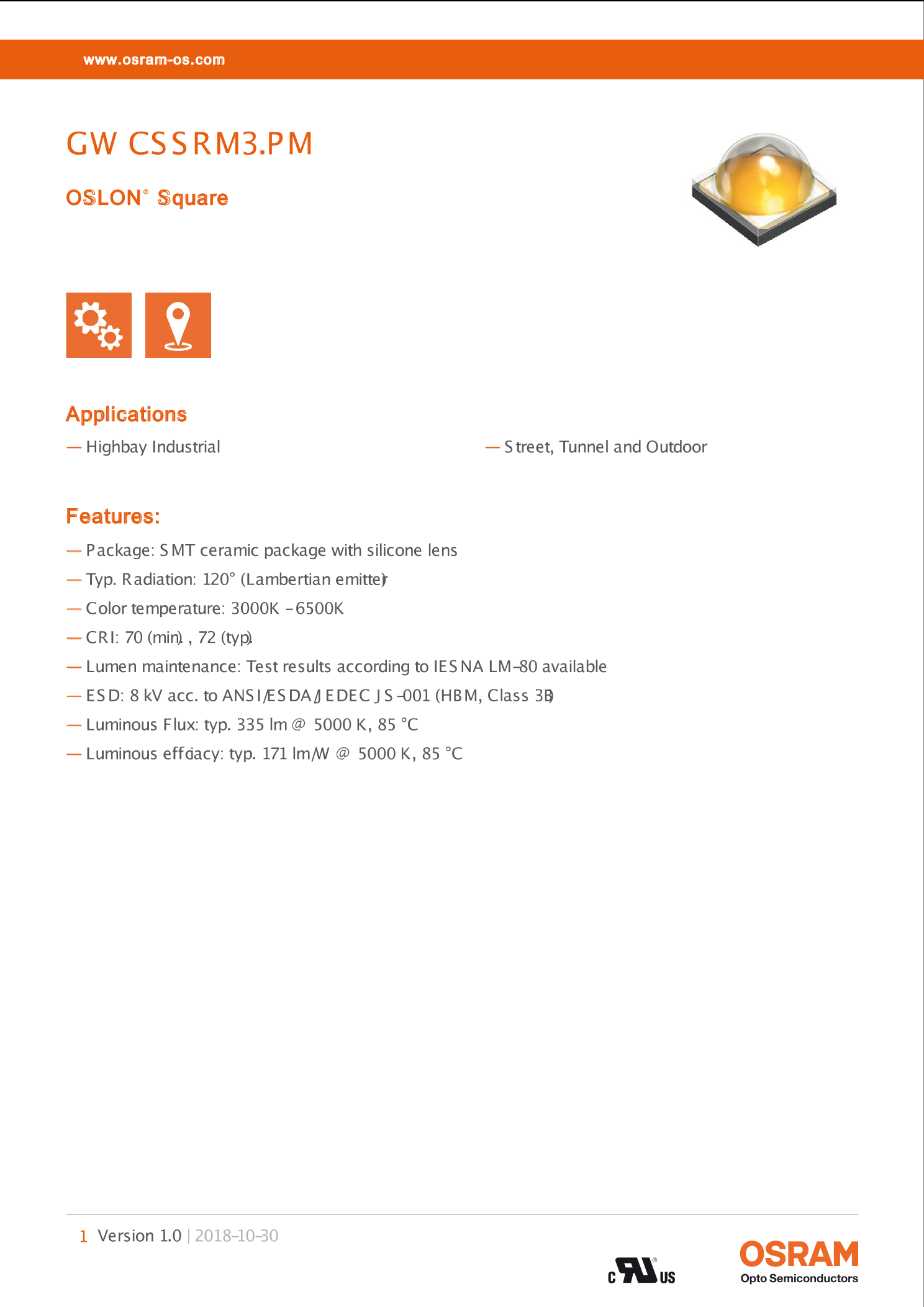 GW CSSRM3.PM-N3N5-A737-1-700-R18_（OSRAM(欧司朗)）GW CSSRM3.PM-N3N5-A737-1-700-R18中文资料_价格_PDF手册-立创电子商城