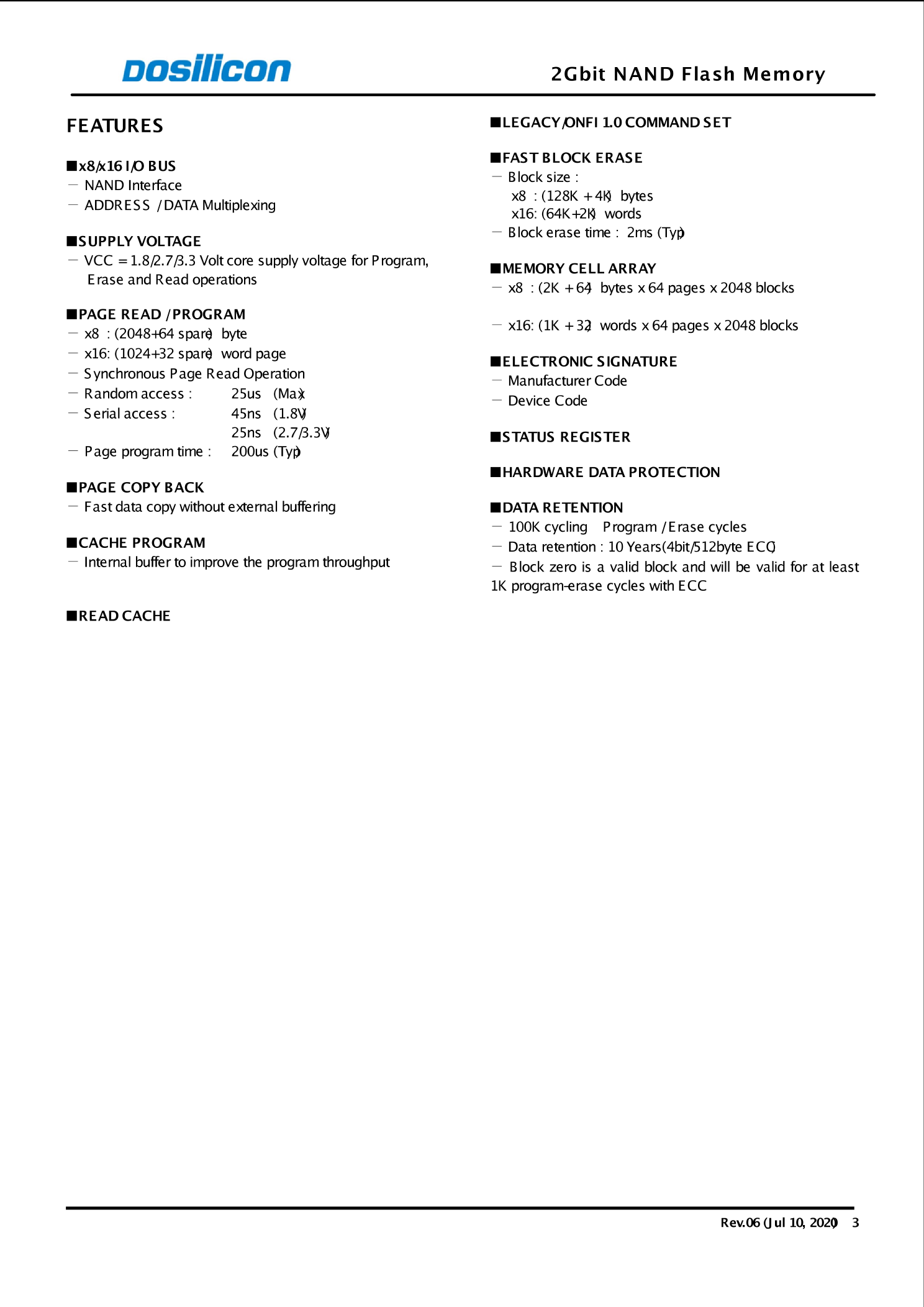 FMND2G08U3D-IA_（Dosilicon(东芯)）FMND2G08U3D-IA中文资料_价格_PDF手册-立创电子商城