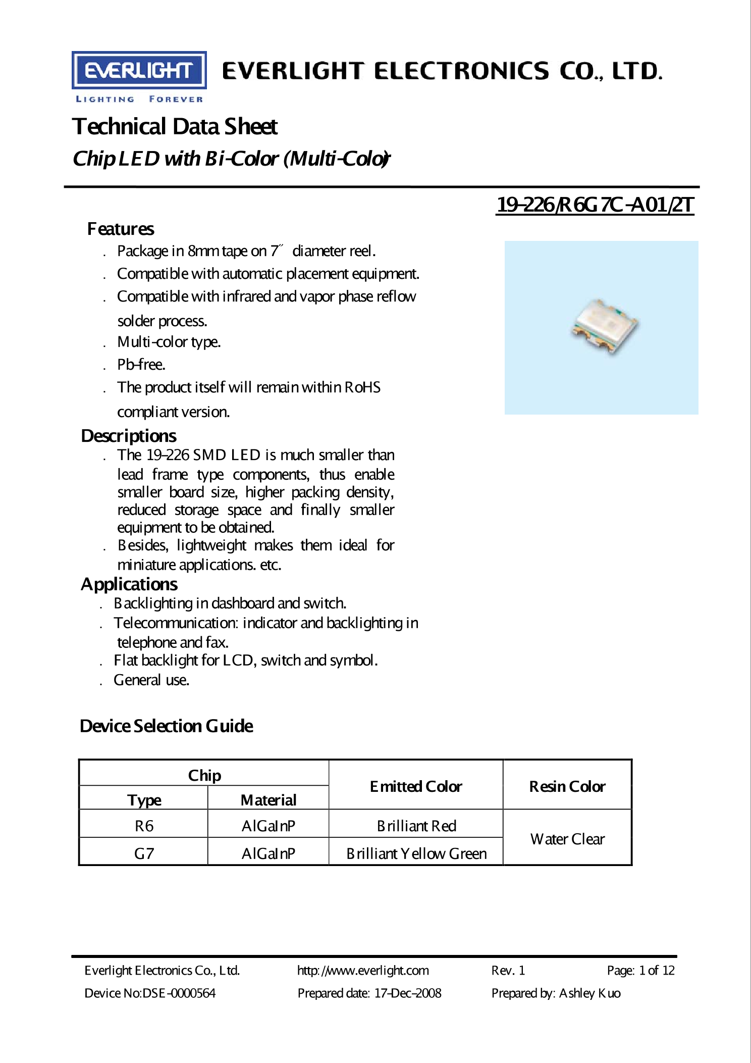 19-226/R6G7C-A01/2T_（EVERLIGHT(亿光)）19-226/R6G7C-A01/2T中文资料_价格_PDF手册-立创电子商城