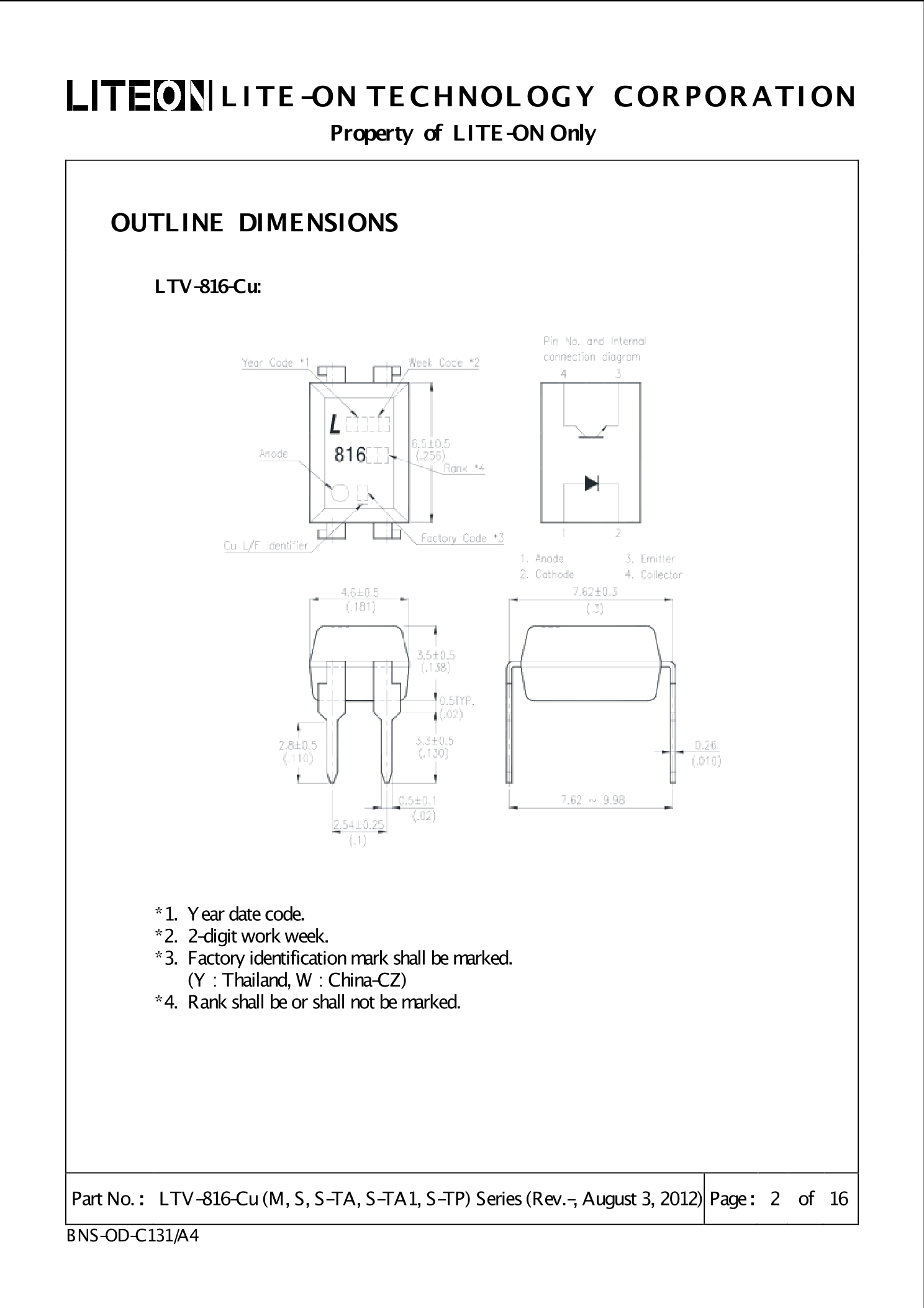 LTV-816-A_（LITEON(光宝)）LTV-816-A中文资料_价格_PDF手册-立创电子商城