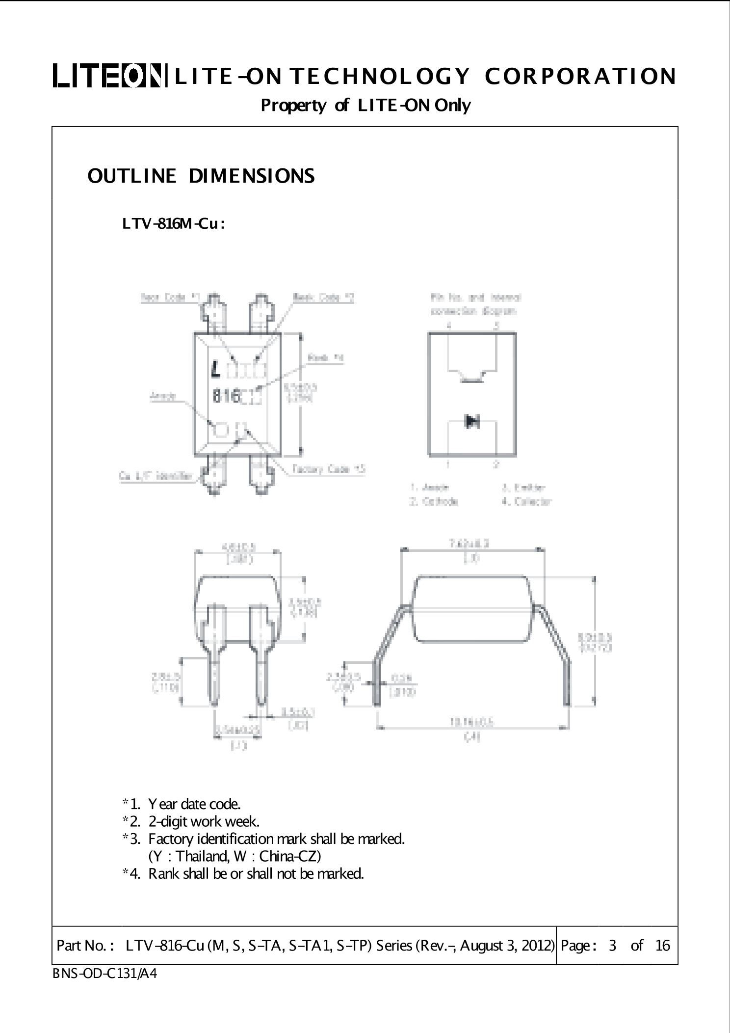 LTV-816-A_（LITEON(光宝)）LTV-816-A中文资料_价格_PDF手册-立创电子商城