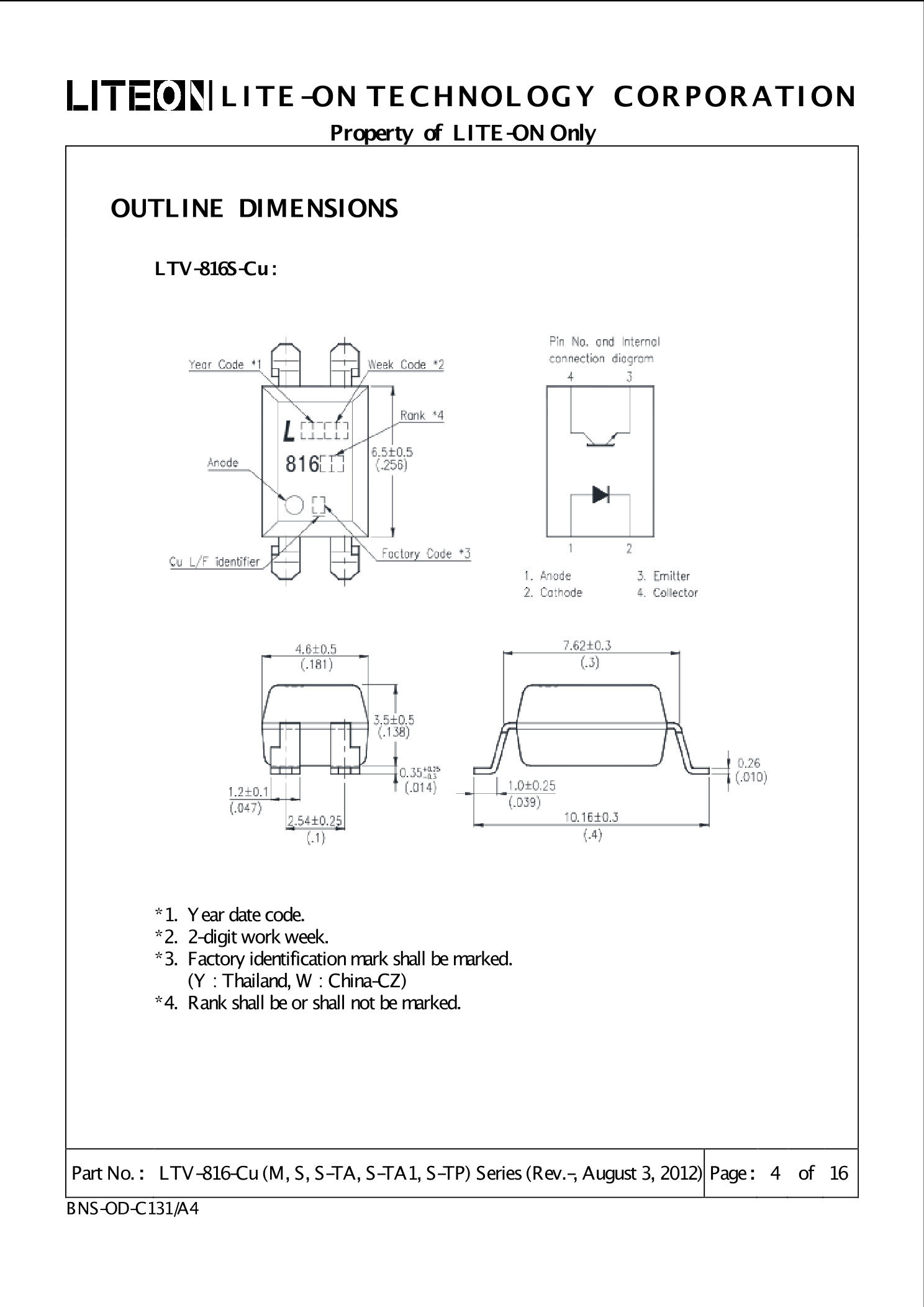 LTV-816-A_（LITEON(光宝)）LTV-816-A中文资料_价格_PDF手册-立创电子商城