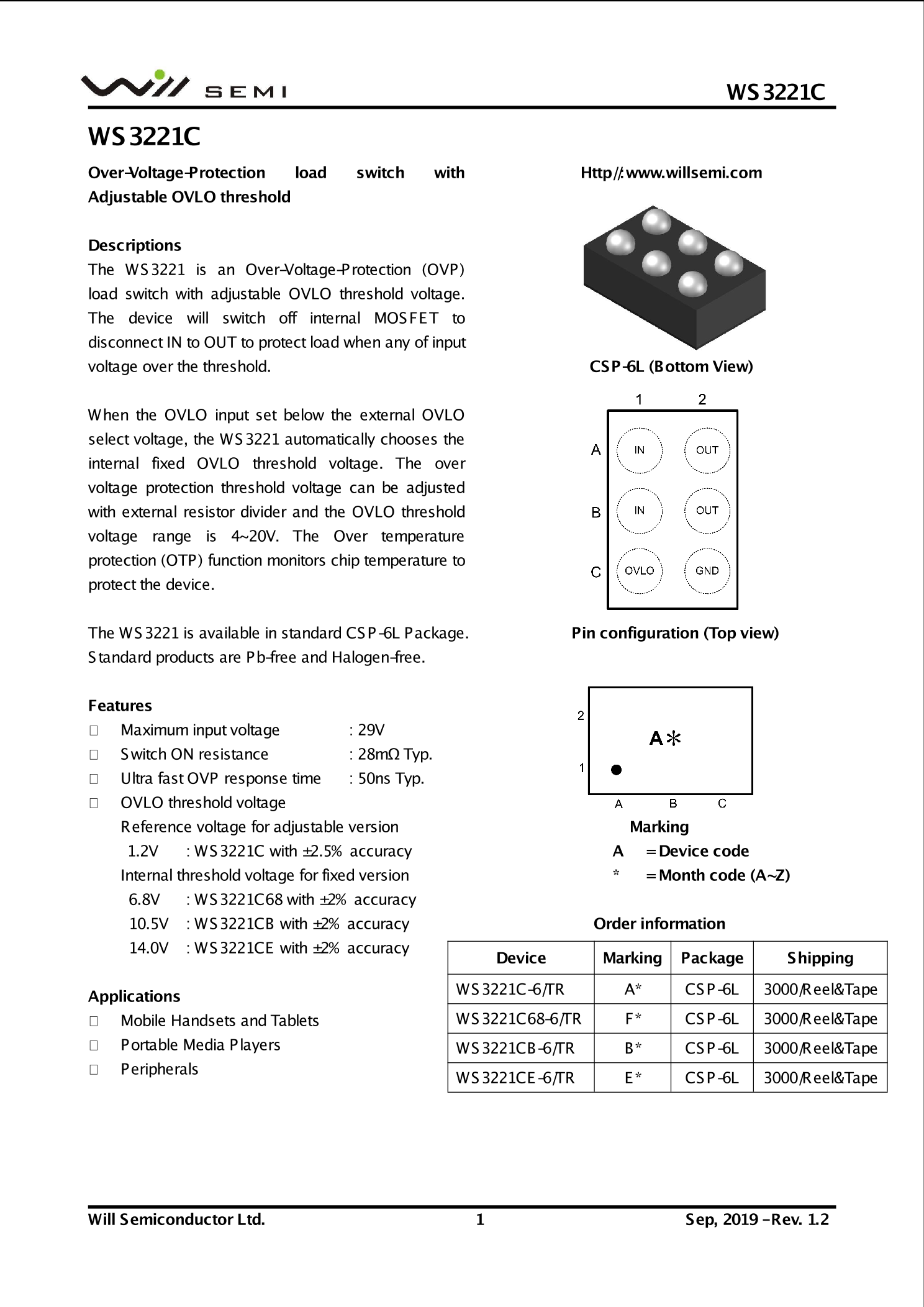 WS3221C-6/TR_（WILLSEMI(韦尔)）WS3221C-6/TR中文资料_价格_PDF手册-立创电子商城