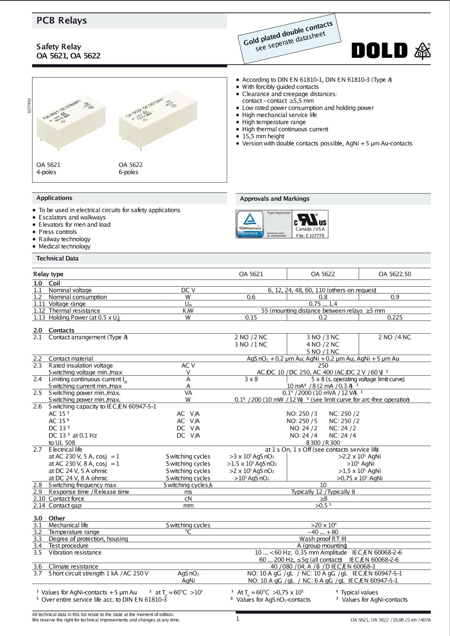 OA5621.52/3759 W1/61 DC5V_（DOLD(多德））OA5621.52/3759 W1/61 DC5V中文资料_价格 ...