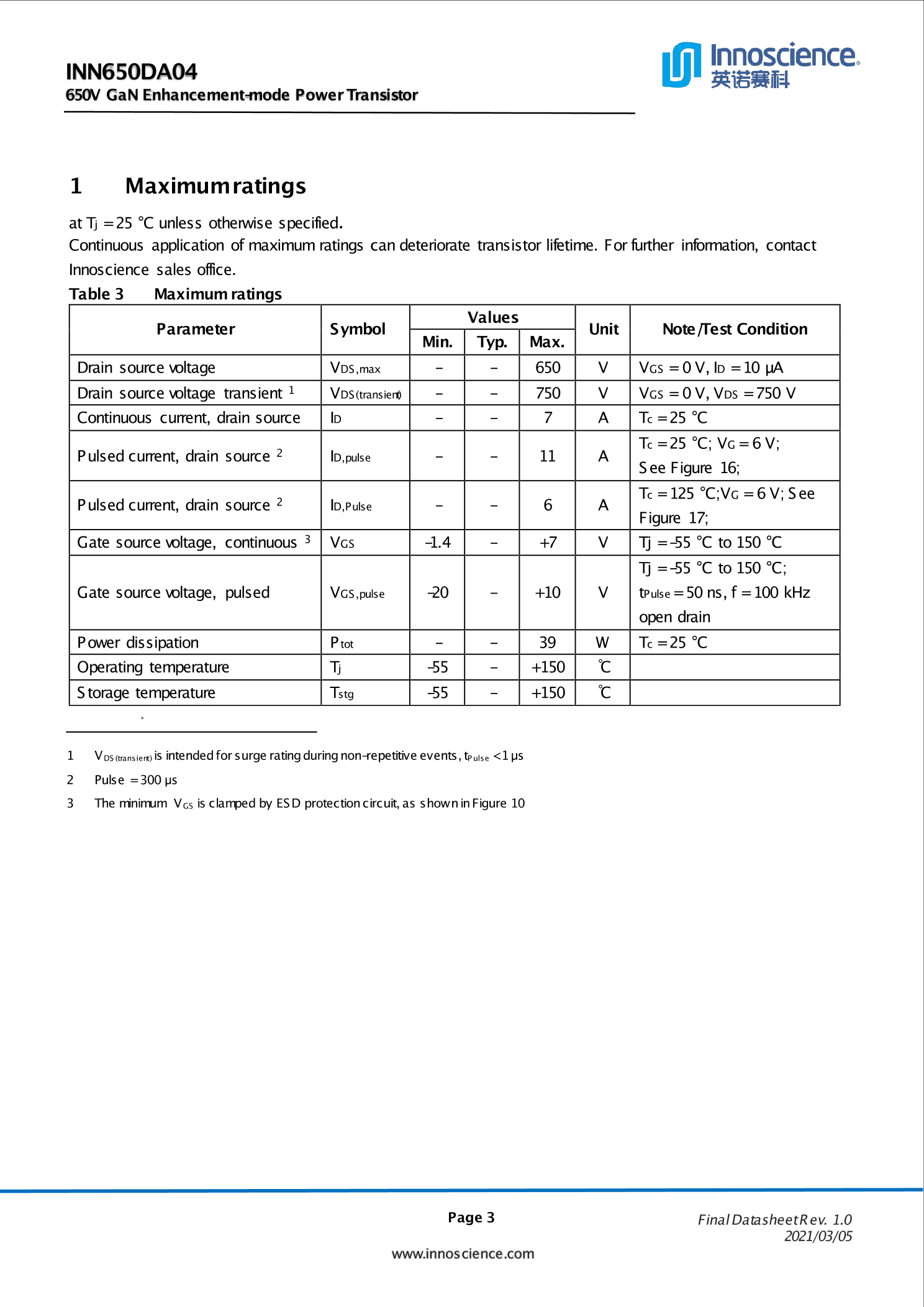 INN650DA04_（Innoscience(英诺赛科)）INN650DA04中文资料_价格_PDF手册-立创电子商城