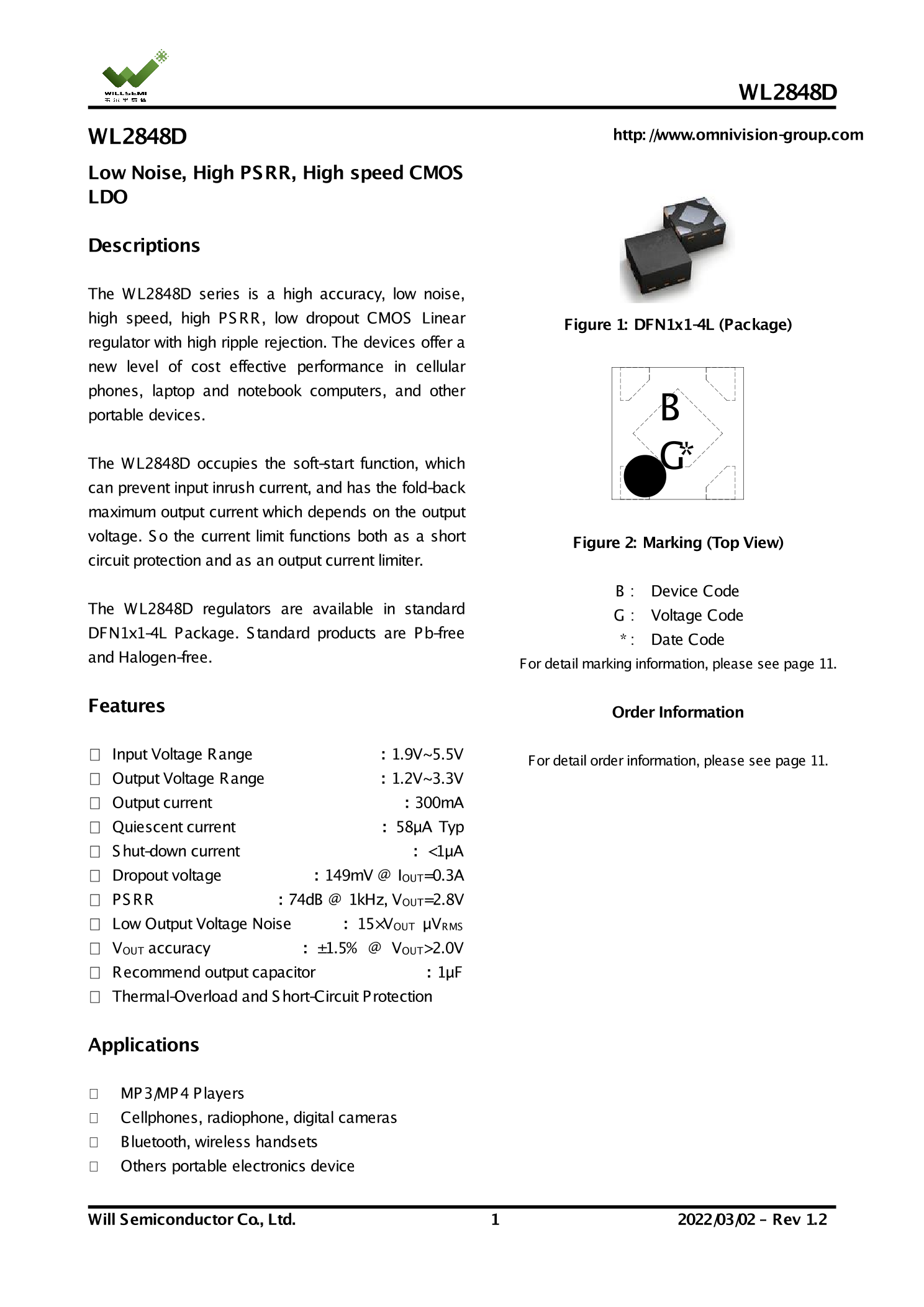 WL2848D33-4/TR_（WILLSEMI(韦尔)）WL2848D33-4/TR中文资料_价格_PDF手册-立创电子商城