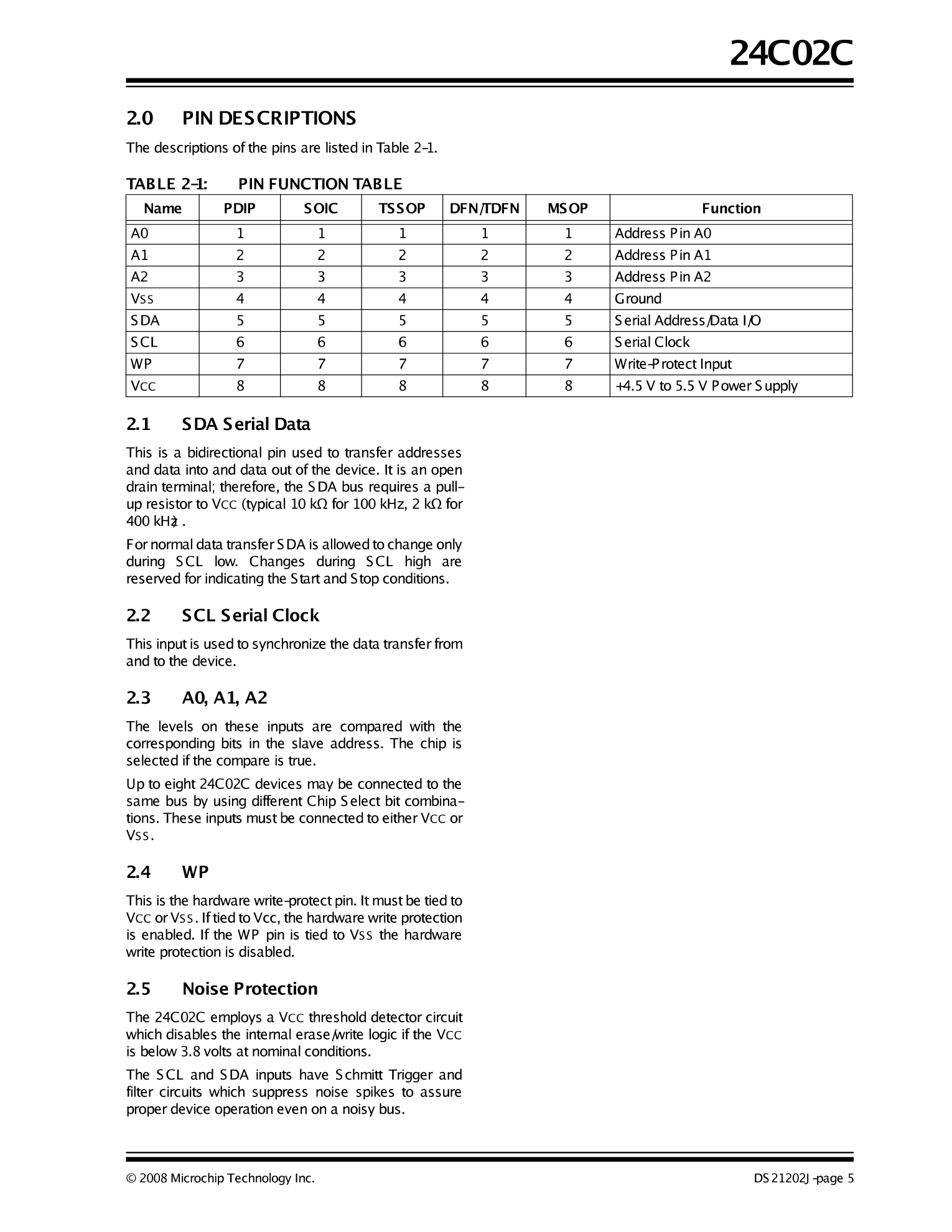 24C02C-E/P_（MICROCHIP(美国微芯)）24C02C-E/P中文资料_价格_PDF手册-立创电子商城