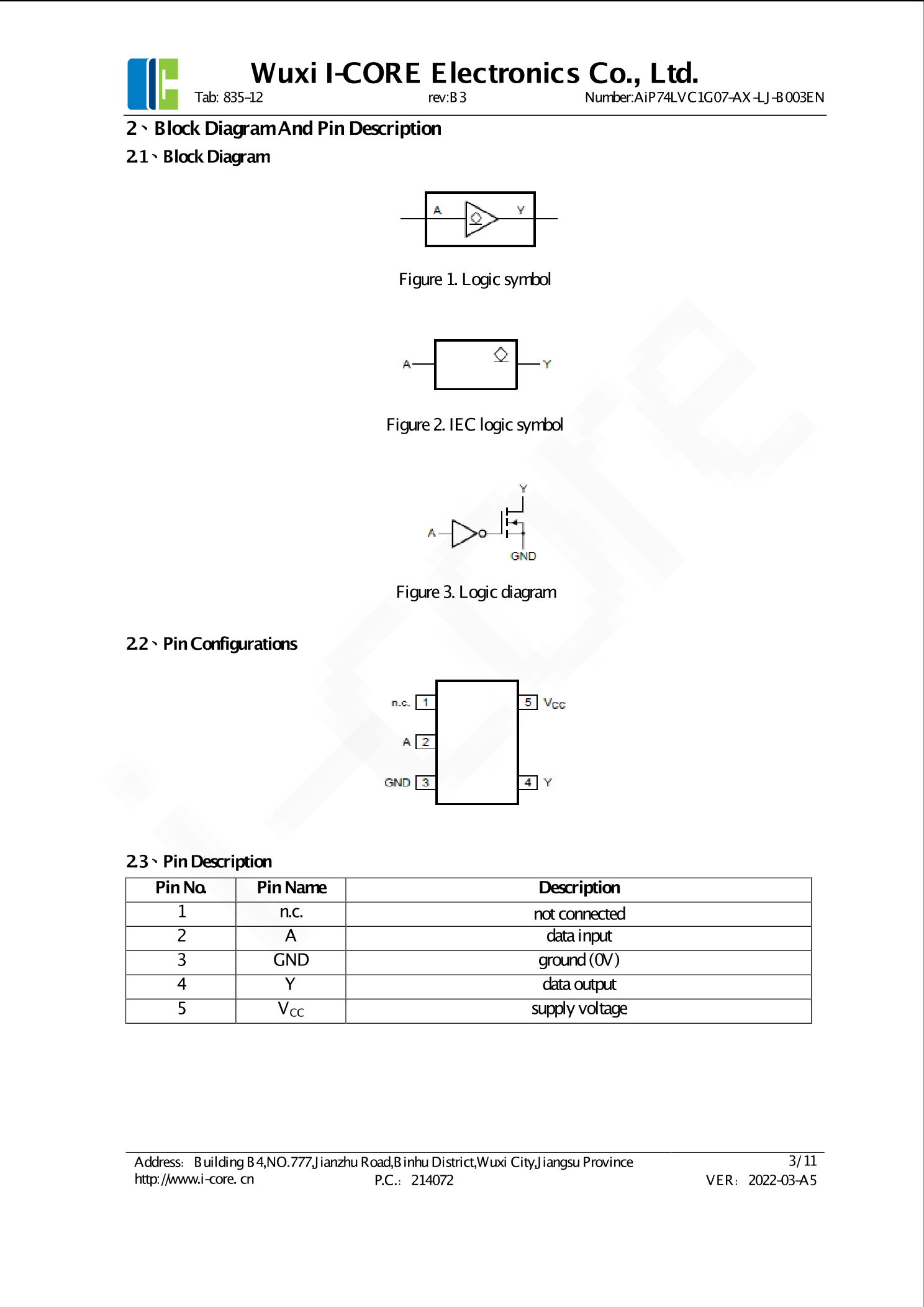 74LVC1G07_（I-CORE(中微爱芯)）74LVC1G07中文资料_价格_PDF手册-立创电子商城