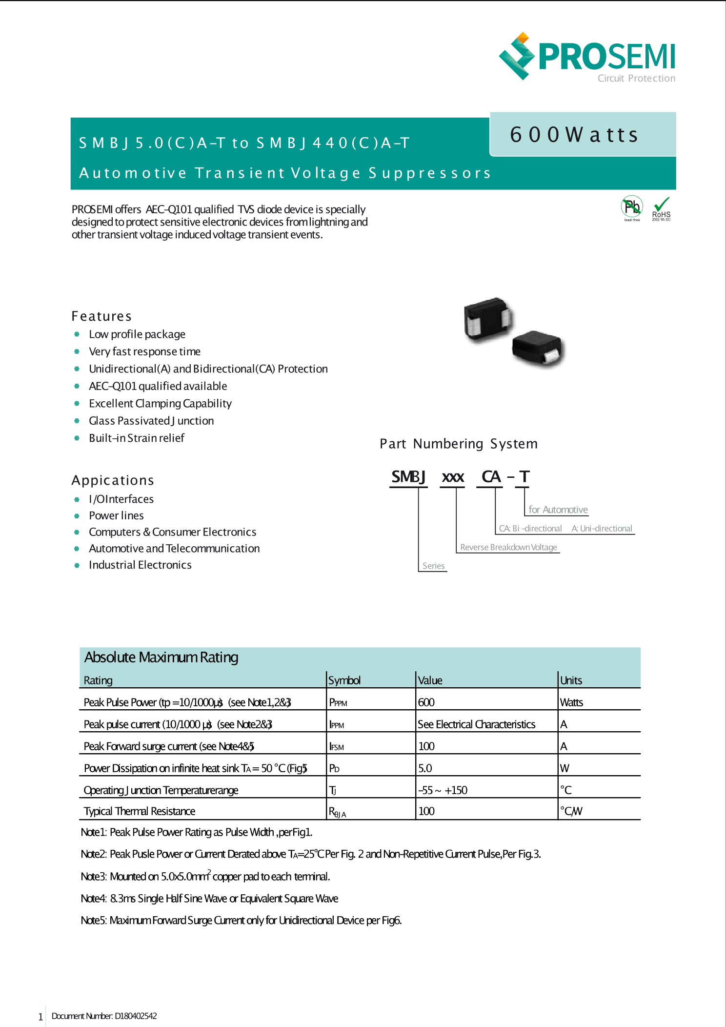 SMBJ15A-T_（prosemi(普罗森美)）SMBJ15A-T中文资料_价格_PDF手册-立创电子商城
