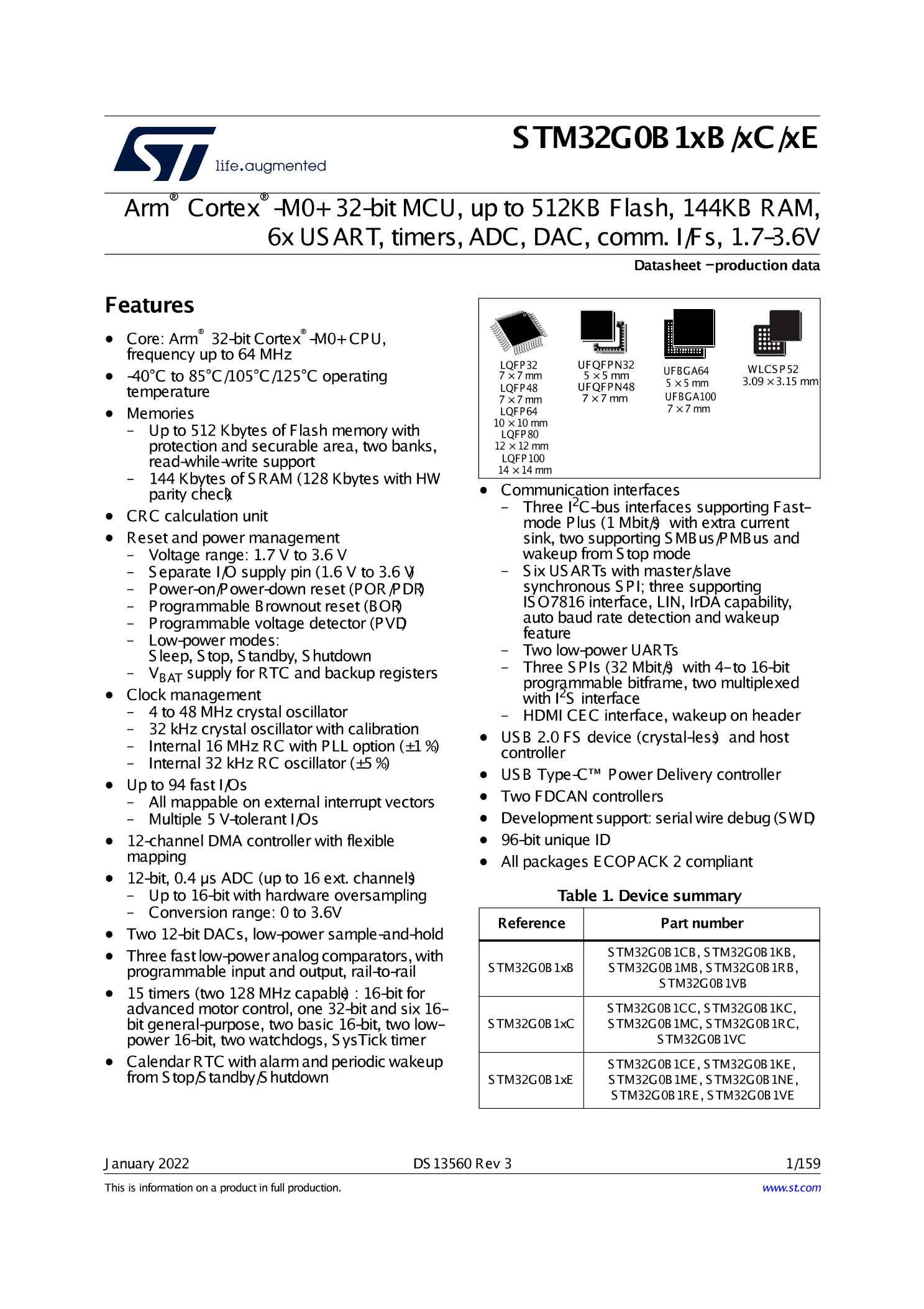 STM32G0B1RBT6_（ST(意法半导体)）STM32G0B1RBT6中文资料_价格_PDF手册-立创电子商城
