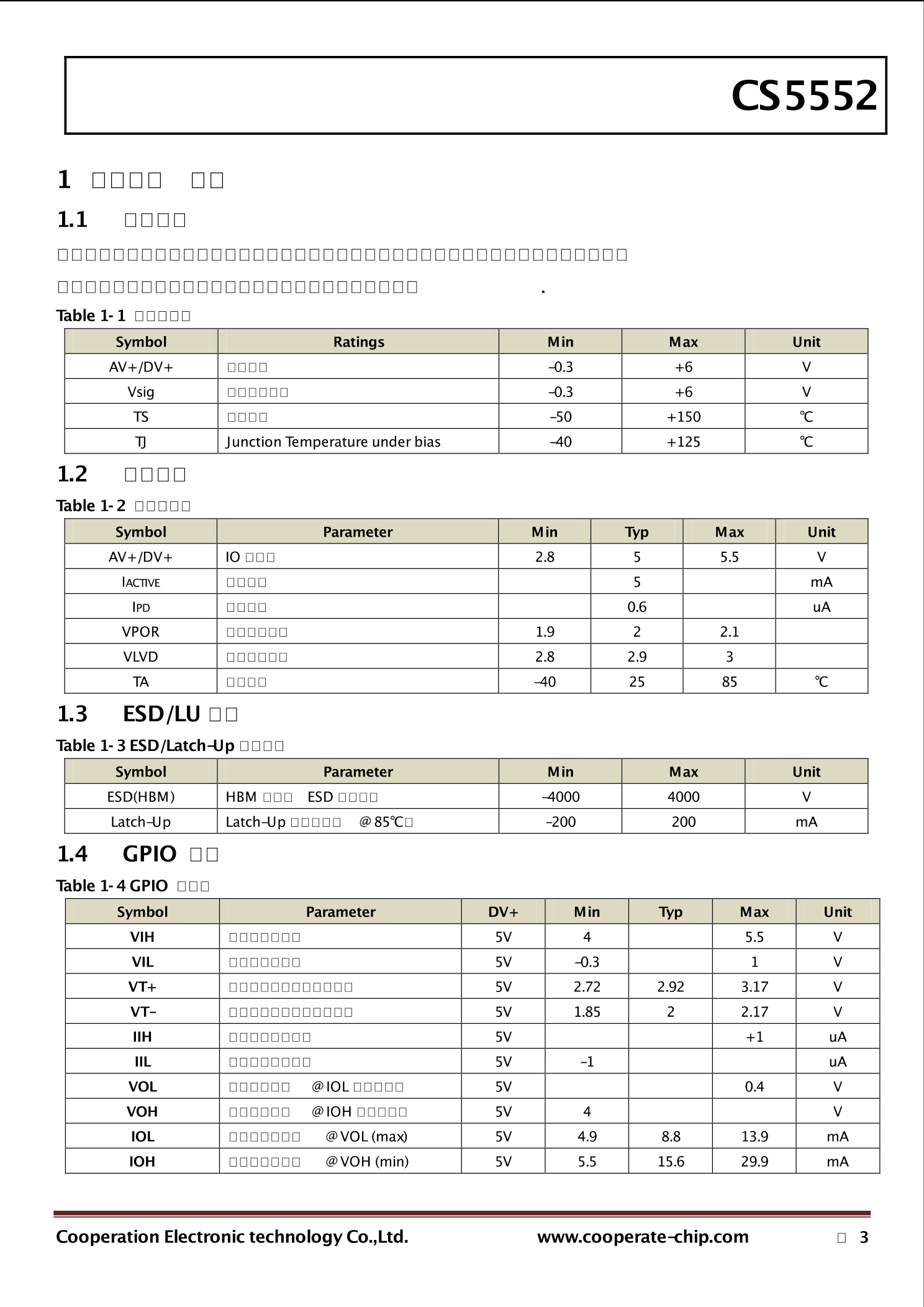 CS5552_（Cooperation(合技电子)）CS5552中文资料_价格_PDF手册-立创电子商城