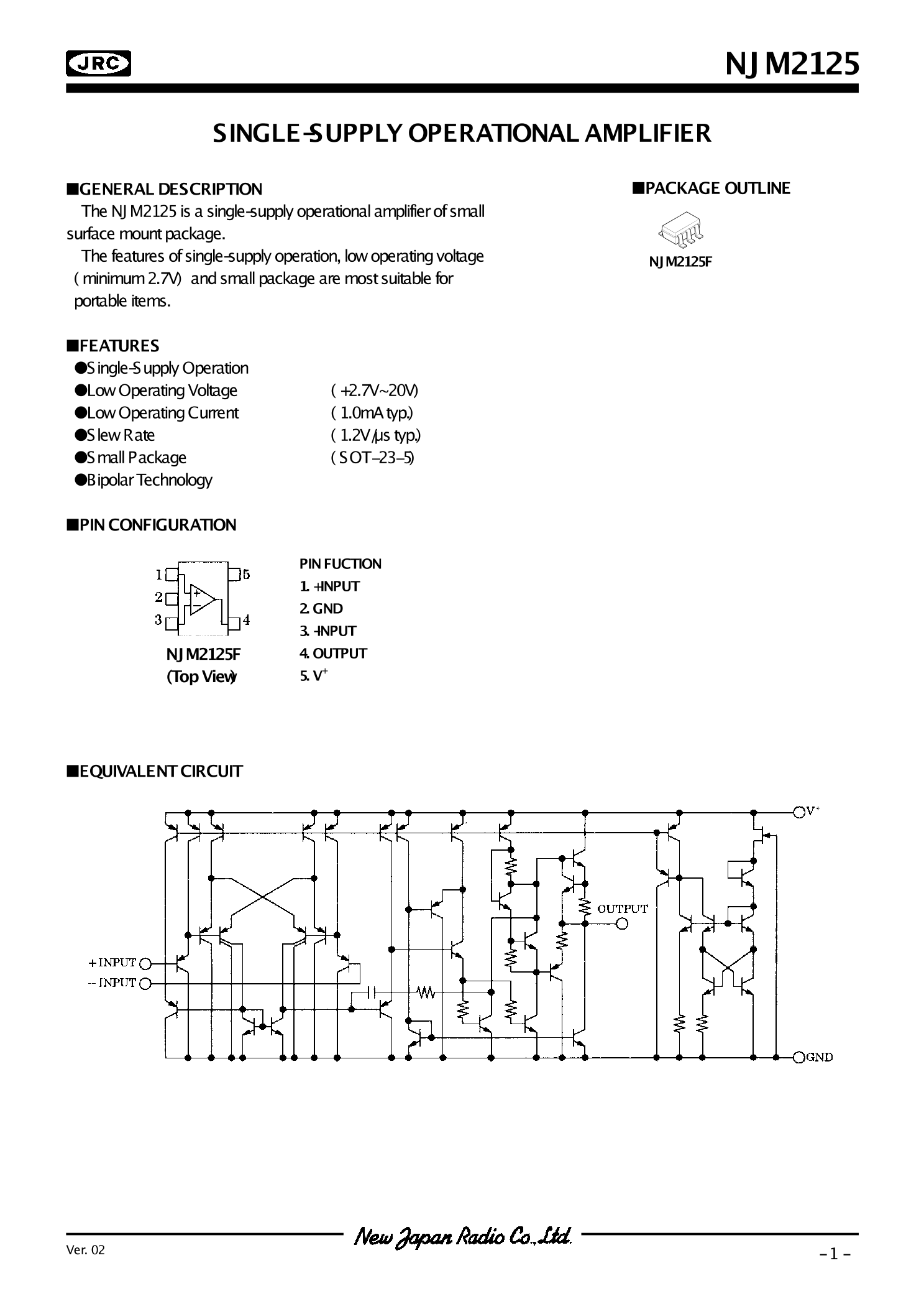 NJM2125F-TE1_（JRC）NJM2125F-TE1中文资料_价格_PDF手册-立创电子商城
