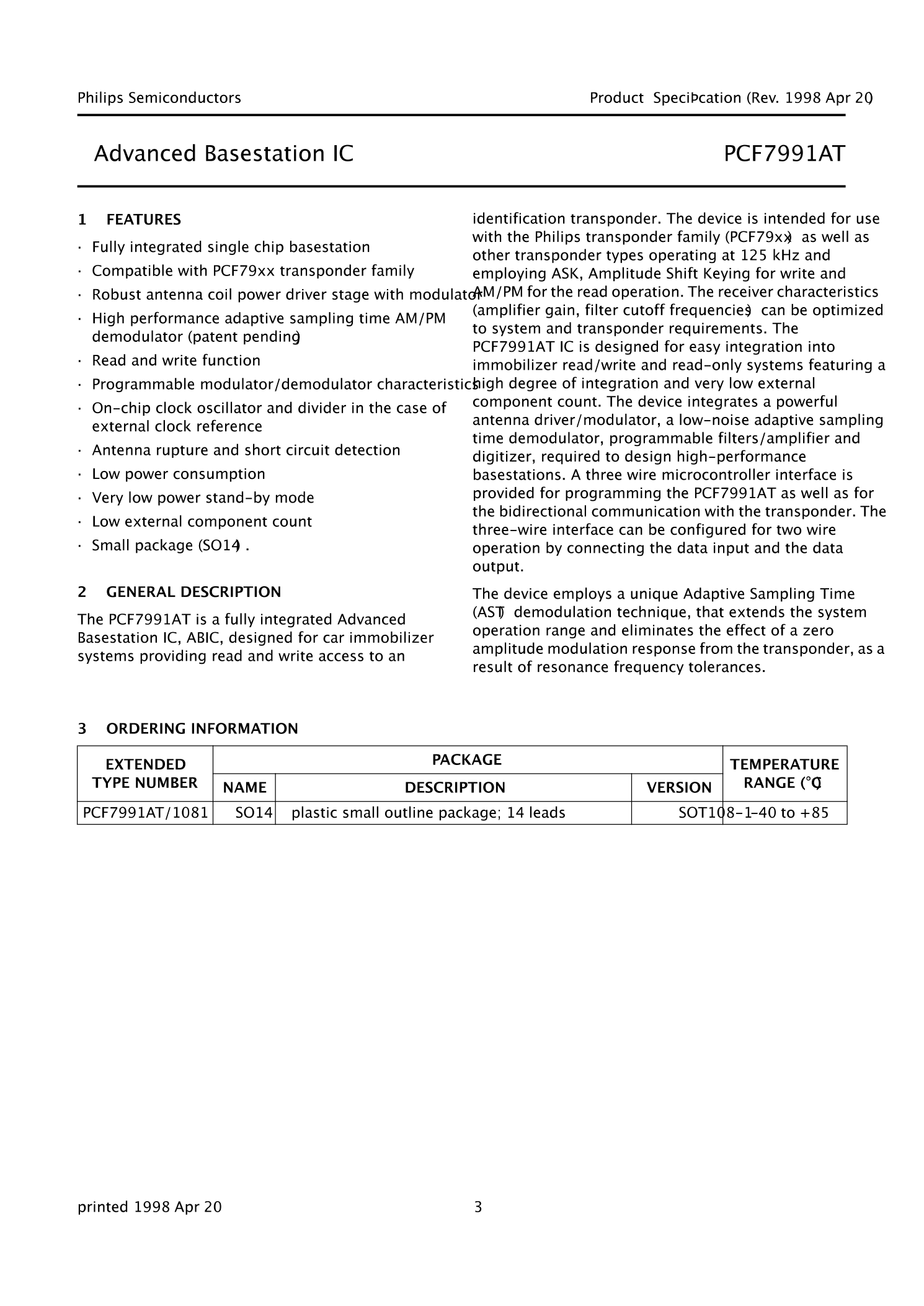 PCF7991AT/1081/M_（NXP(恩智浦)）PCF7991AT/1081/M中文资料_价格_PDF手册-立创电子商城