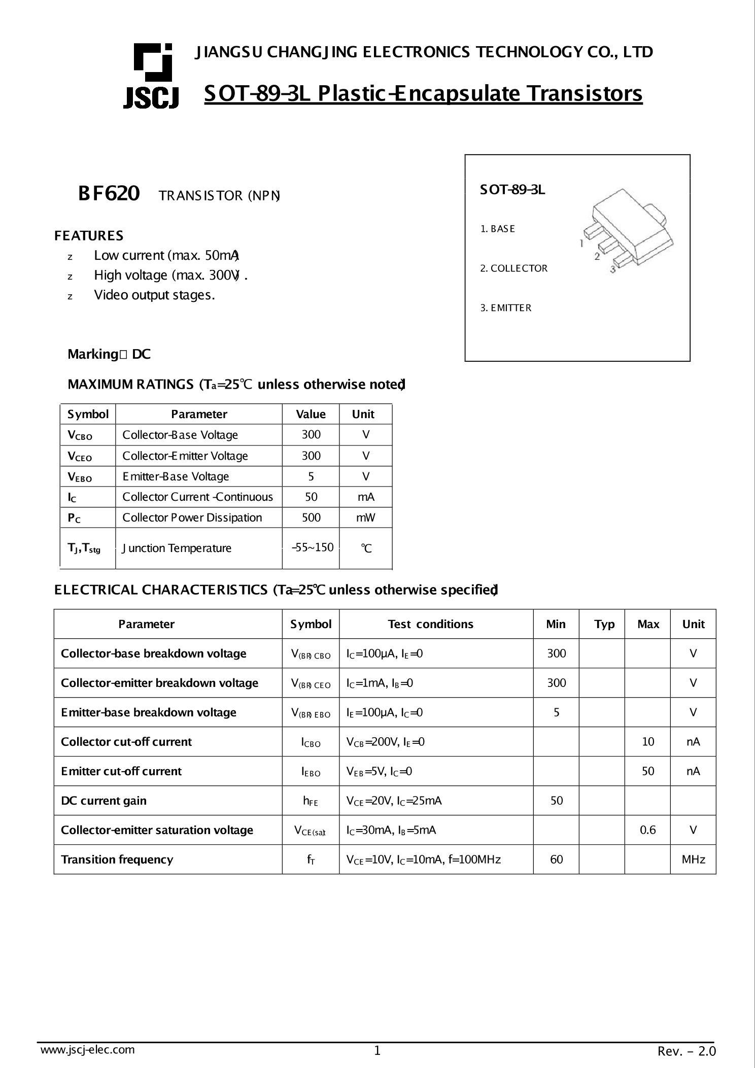 BF620_（CJ(江苏长电/长晶)）BF620中文资料_价格_PDF手册-立创电子商城