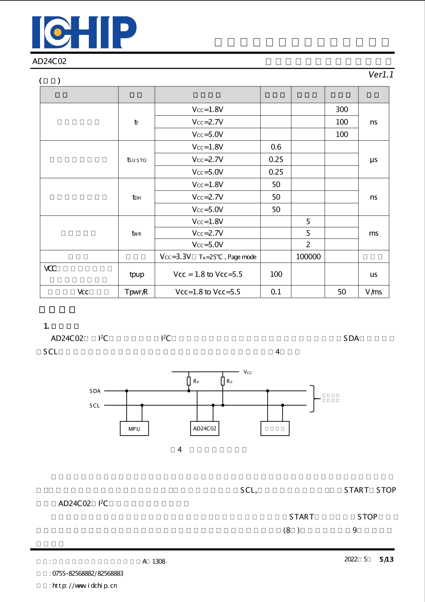 AD24C02_（IDCHIP(英锐芯)）AD24C02中文资料_价格_PDF手册-立创电子商城