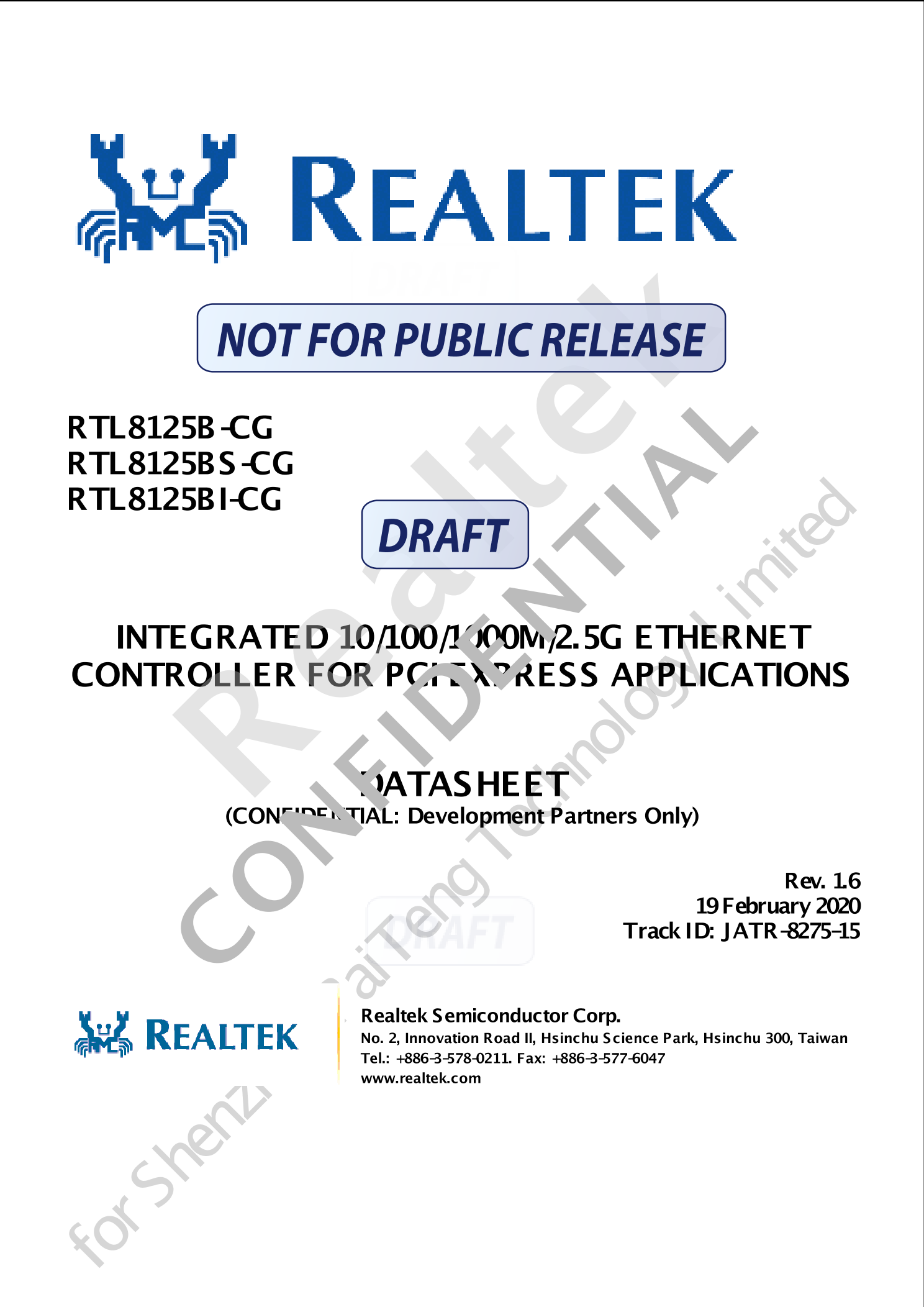 RTL8125BI-CG_（REALTEK(瑞昱)）RTL8125BI-CG中文资料_价格_PDF手册-立创电子商城