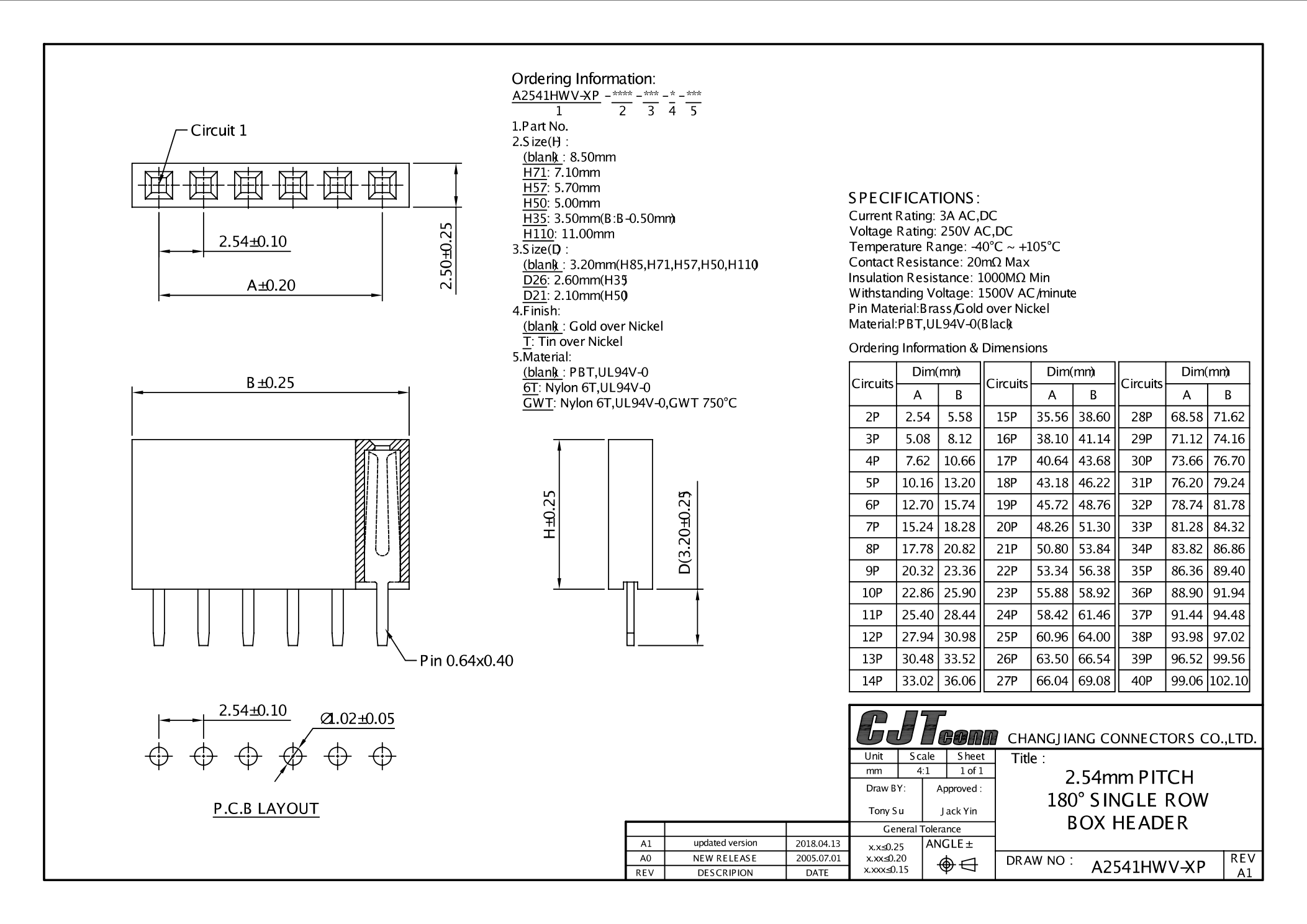 A2541HWV-4P_（CJT(长江连接器)）A2541HWV-4P中文资料_价格_PDF手册-立创电子商城