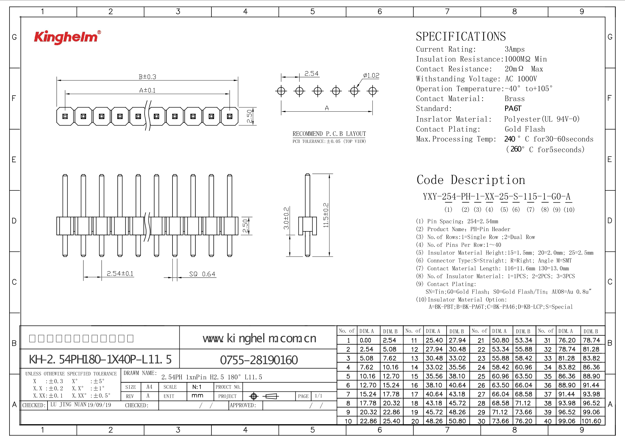 KH-2.54PH180-1X40P-L11.5_（kinghelm(金航标)）KH-2.54PH180-1X40P-L11.5中文资料_价格_PDF手册-立创电子商城
