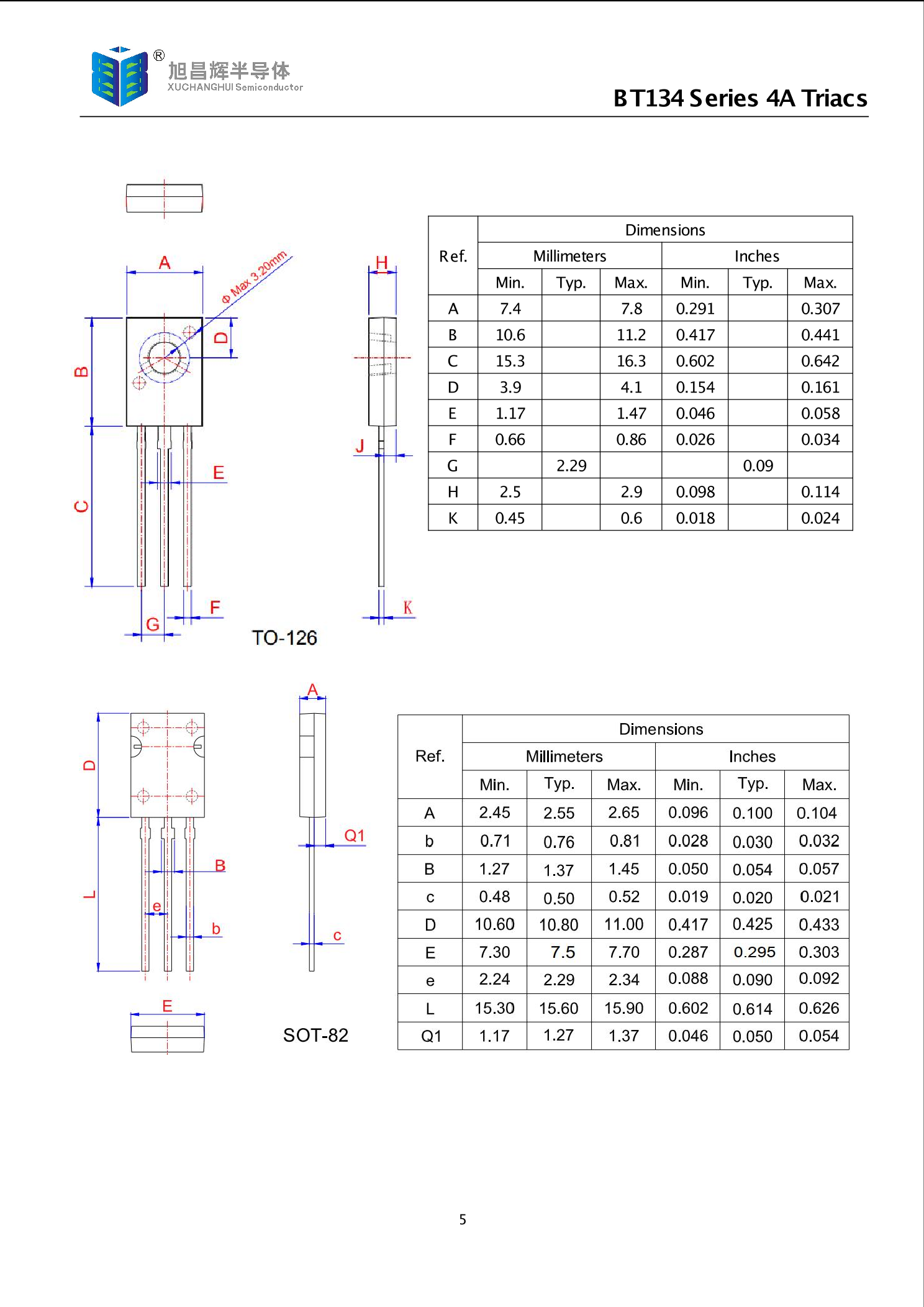 BT134-800D_（XCH(旭昌辉)）BT134-800D中文资料_价格_PDF手册-立创电子商城
