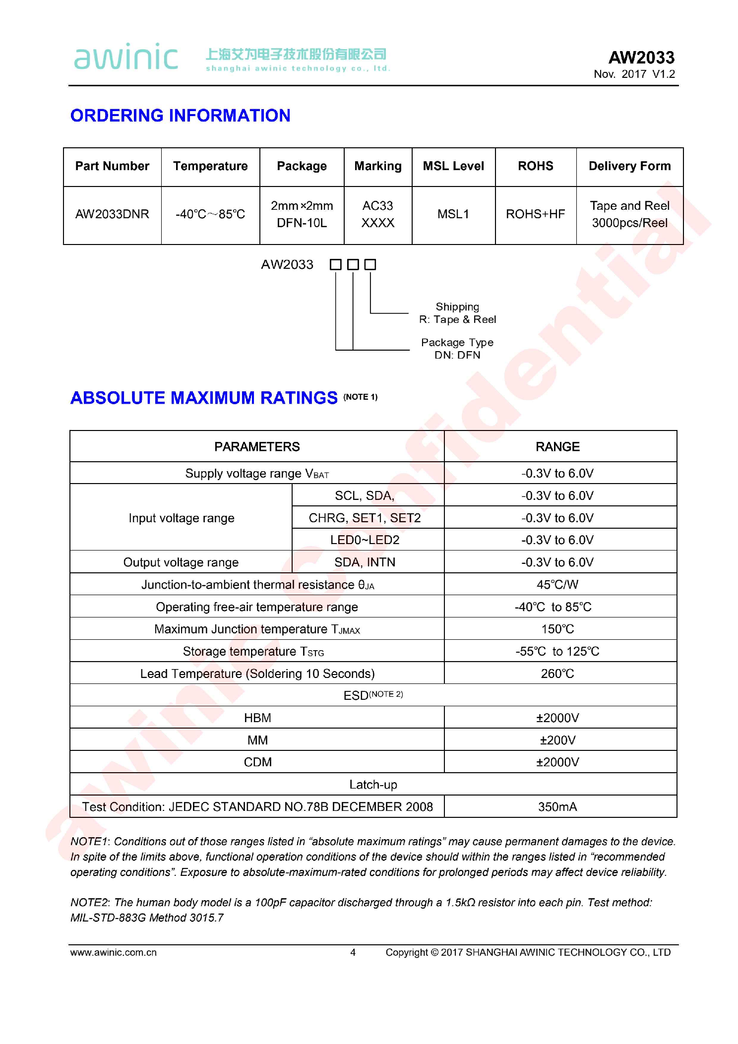 AW2033DNR_（AWINIC(艾为)）AW2033DNR中文资料_价格_PDF手册-立创电子商城
